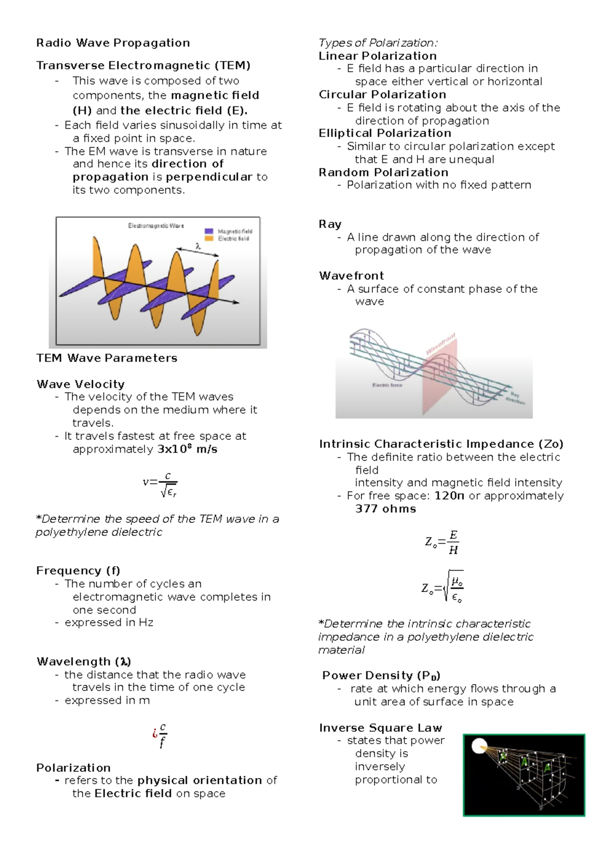Radio Wave Propagation - Radio Wave Propagation Transverse Electromagnetic (TEM) - This wave is ...
