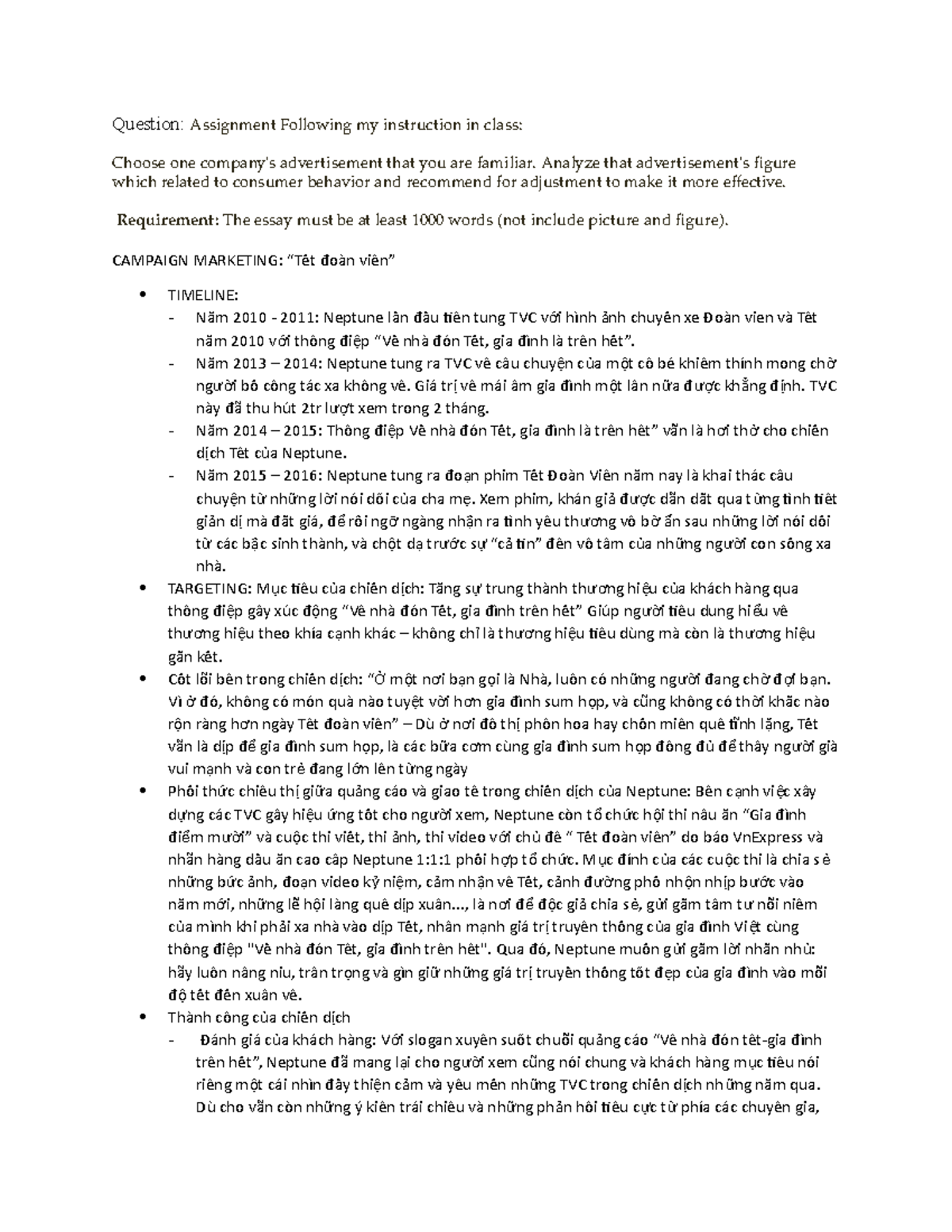 Individual mkt201 - Thank you - Consumer Behavior - FPT - Studocu