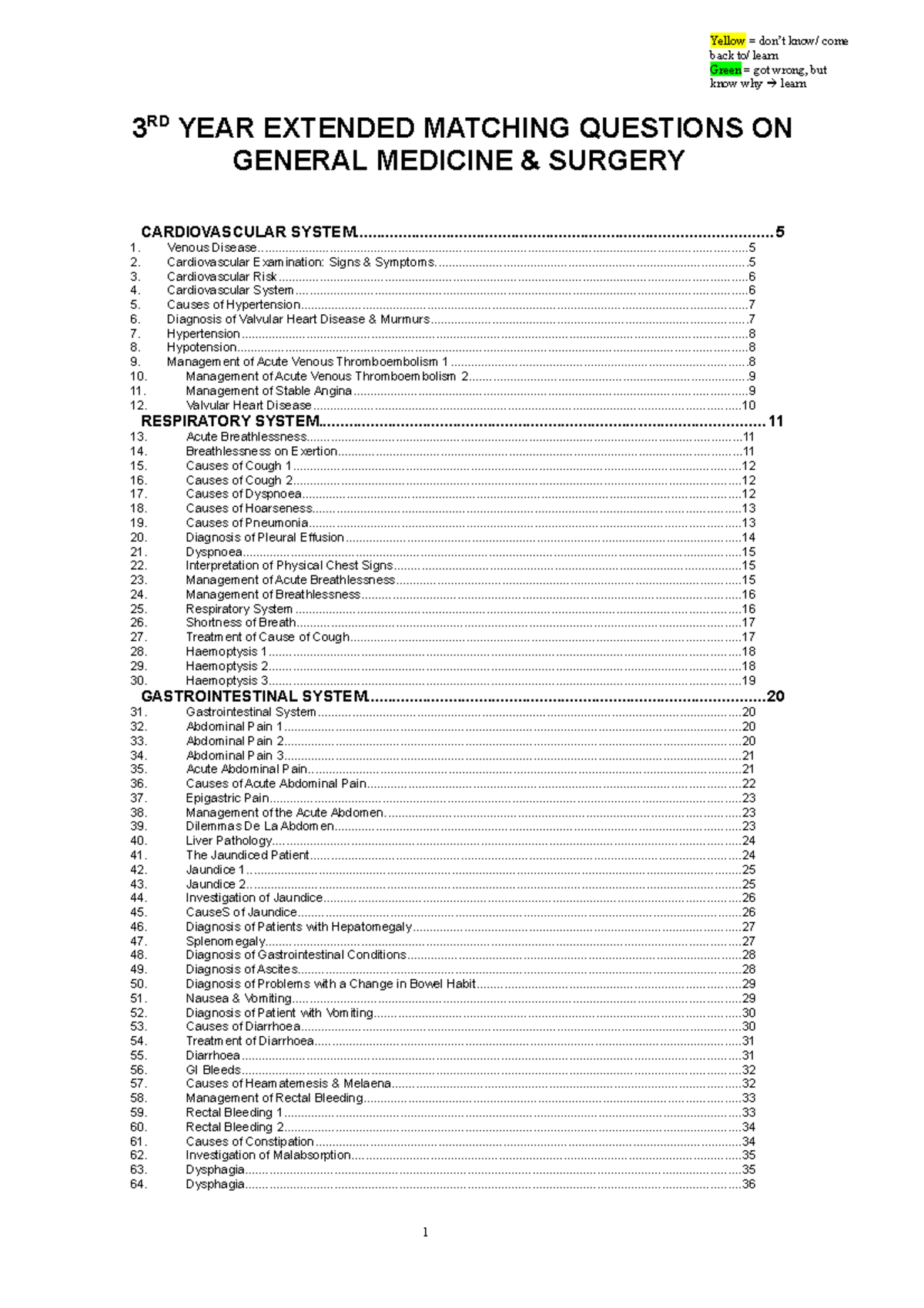 Multiple choice questions for year 3 Medicine - RD YEAR EXTENDED ...
