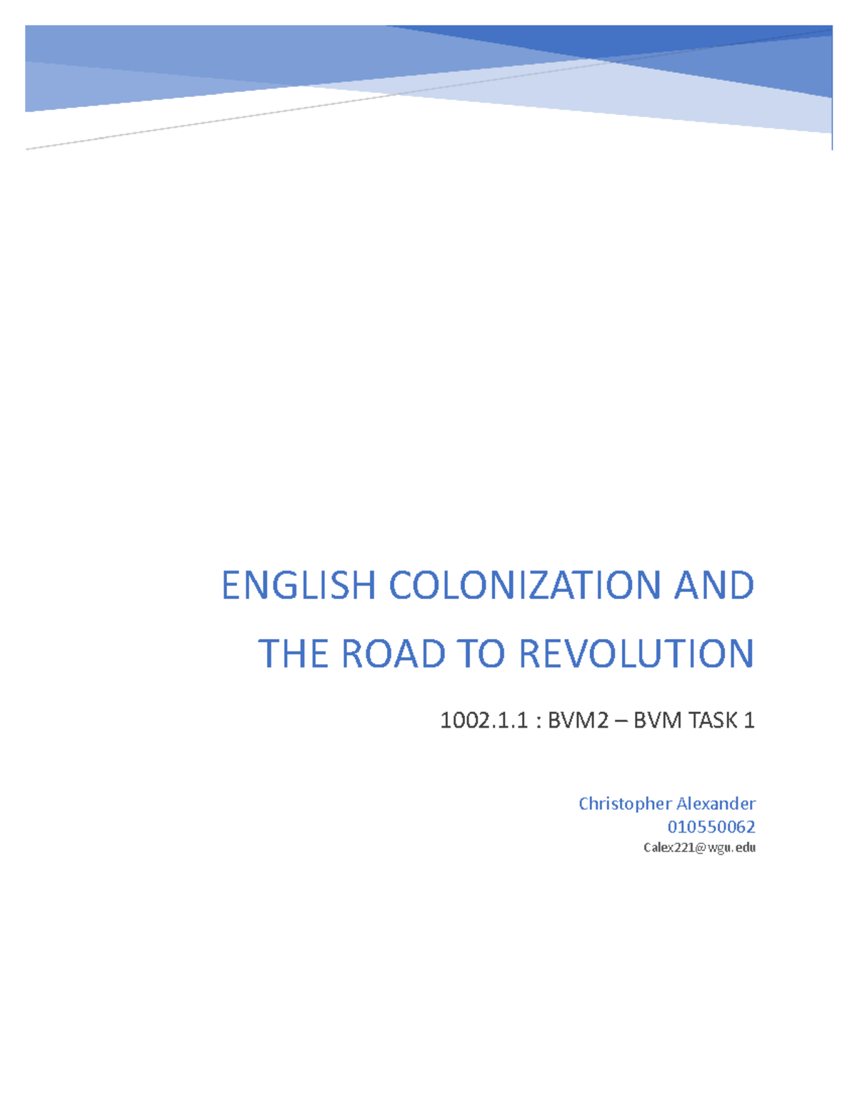 BVM TASK 1 - Nvm assignment one - Christopher Alexander 010550062 ...