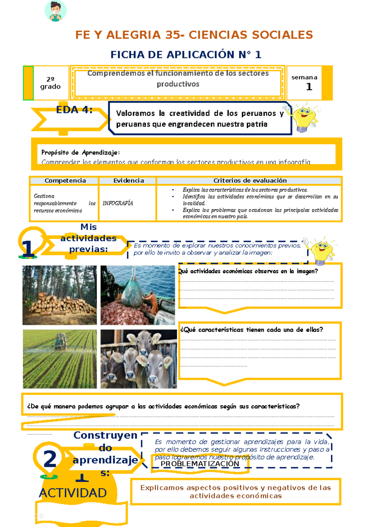 2° Ficha DE Aplicación- Sesión 7-SEM.4-EXP - ACTIVIDAD 1 Explicamos aspectos positivos y ...