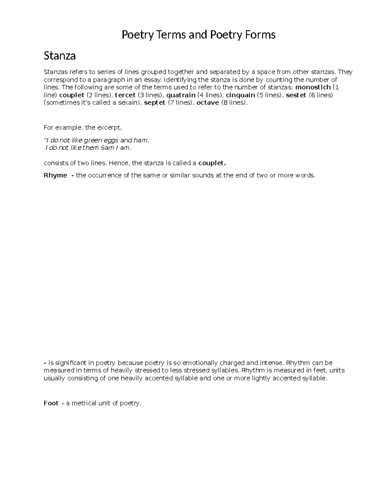 English Phonetic Alphabet - Poetry Terms and Poetry Forms Stanza ...