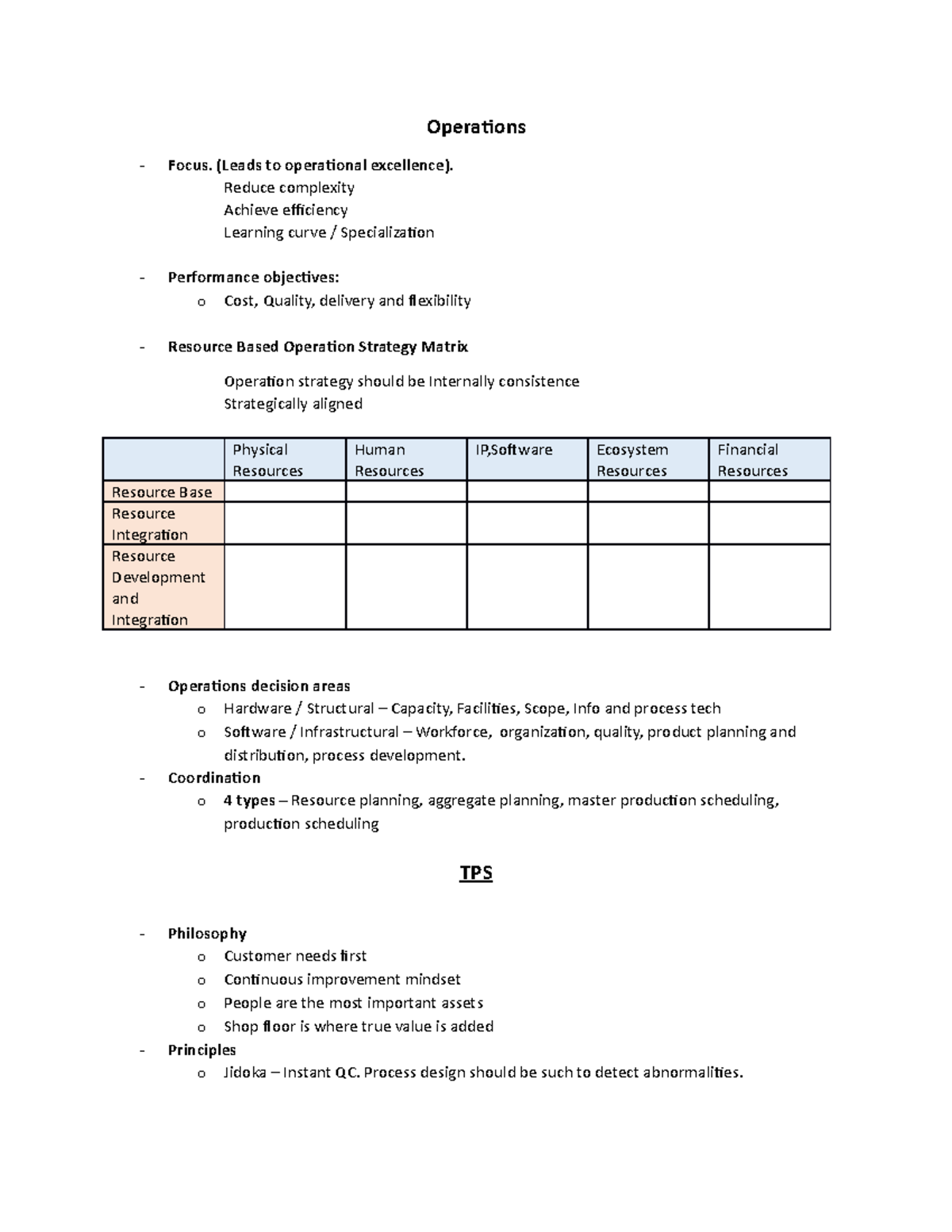 OMT Key Concepts - Operations Focus. (Leads to operational excellence ...