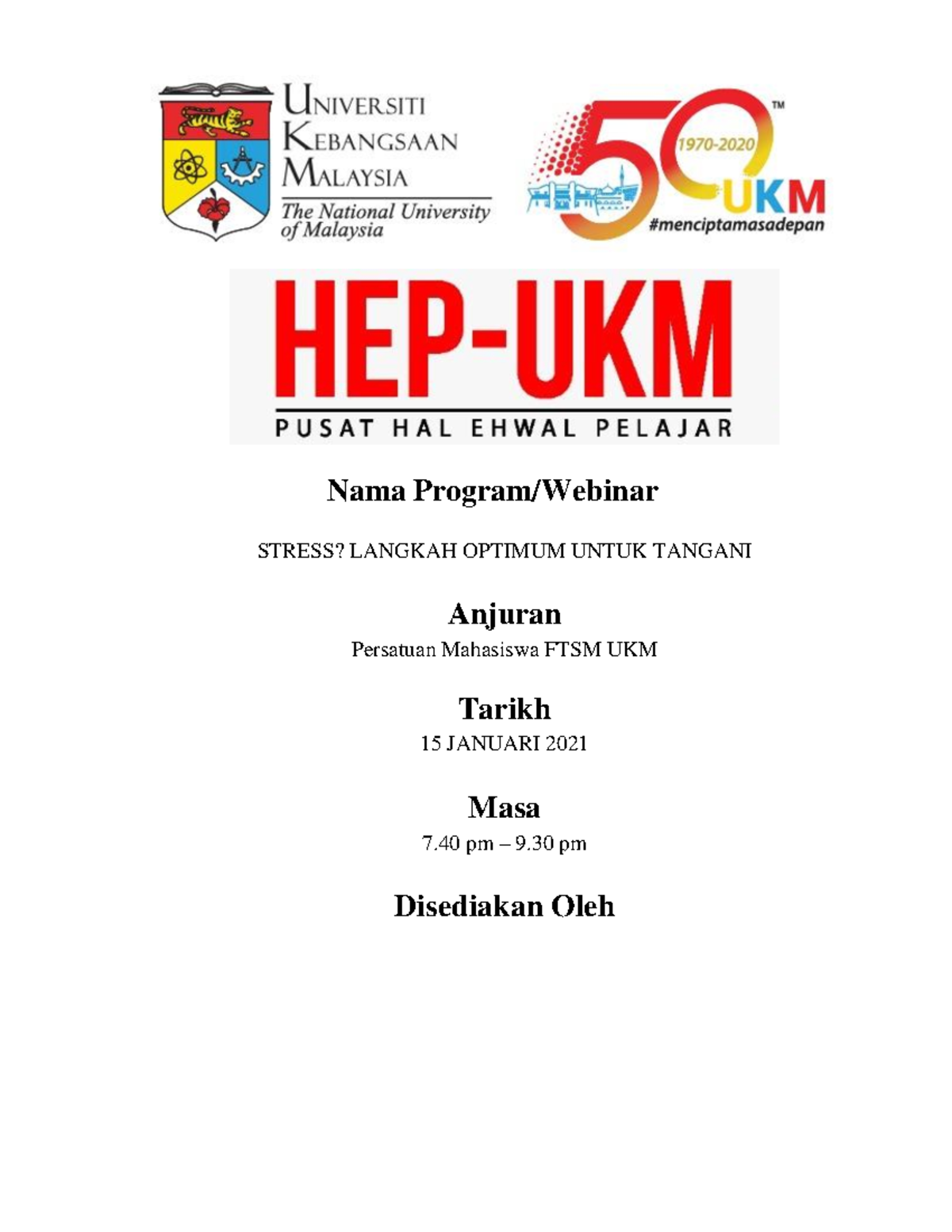 Contoh Webinar 2 - practice - LMCR1412 SET 3 PENGURUSAN PROGRAM BERIMPAK Nama Program/Webinar ...