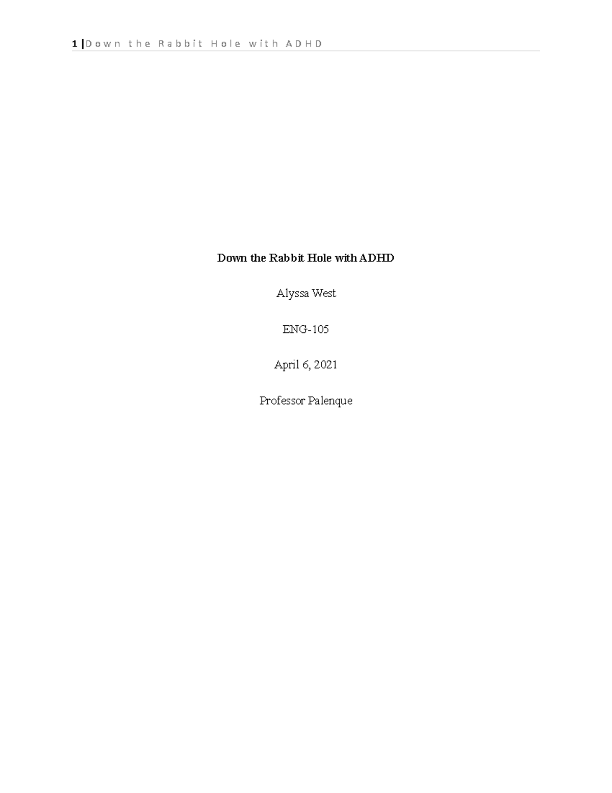 Down the Rabbit Hole with ADHD - Down the Rabbit Hole with ADHD Alyssa ...