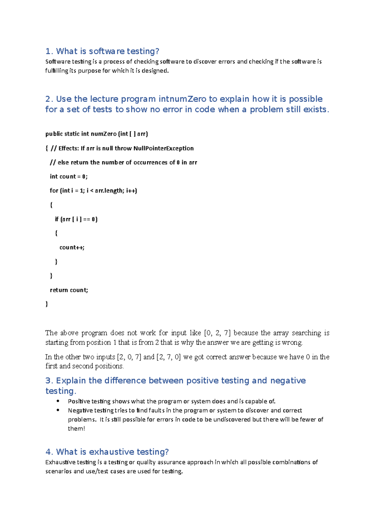 Week 1 Tutorial 1 What Is Software Testing Software Testing Is A Process Of Checking