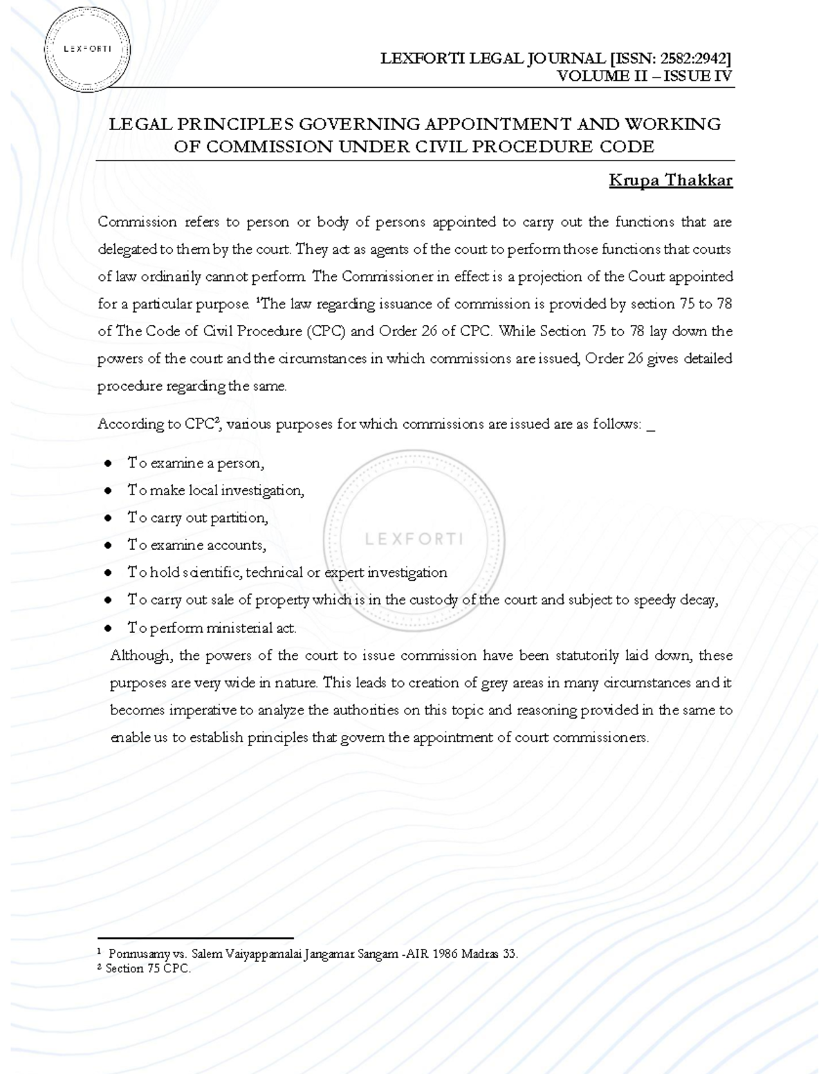 Legal Principles Governing Appointment and Working Of Commission under Civil Procedure Code ...