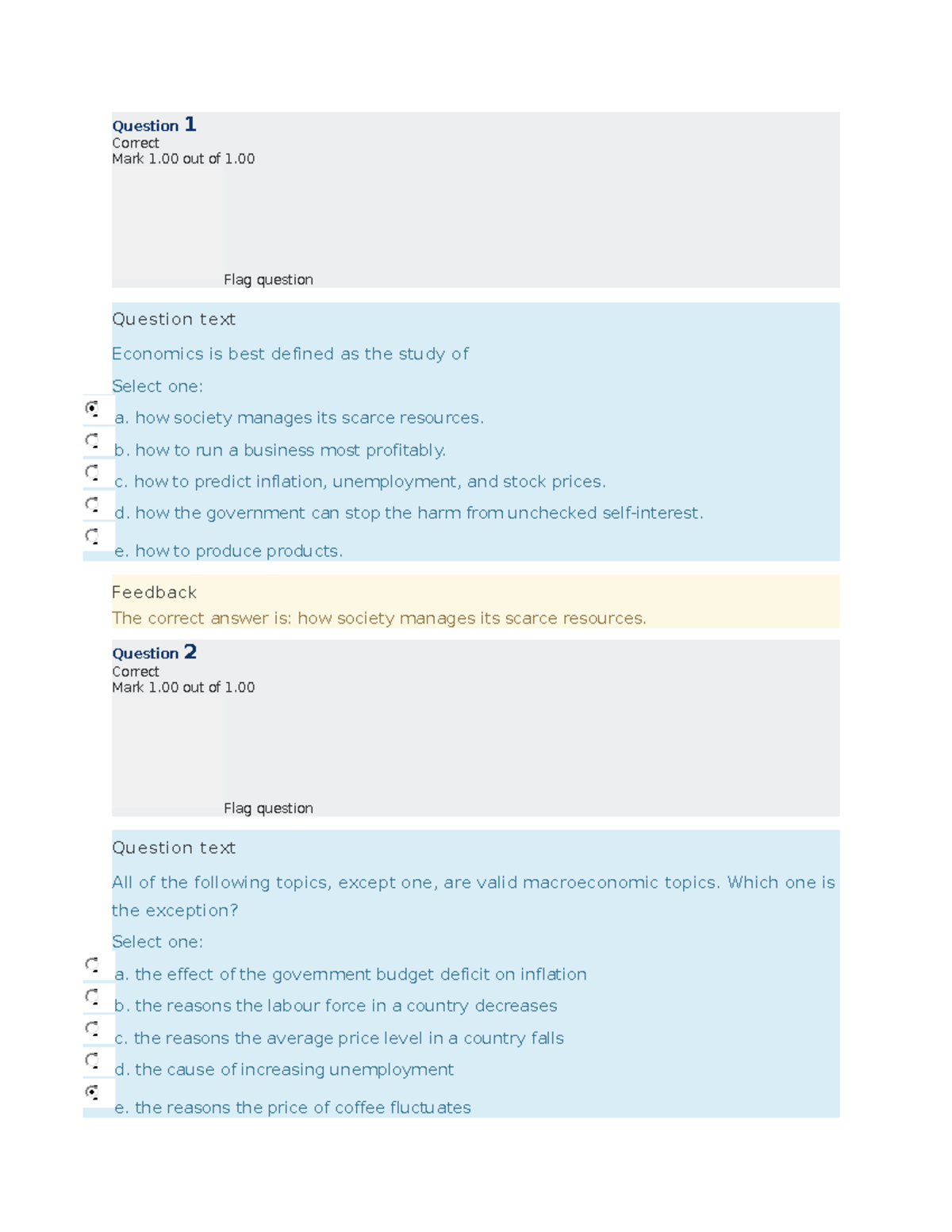 ECON 248v10 quiz 1 - quiz 1 with correct answers - Question Correct 1 ...
