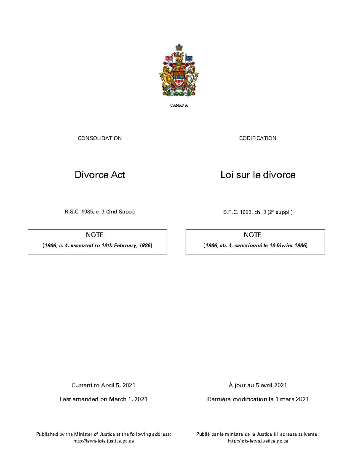 Loi sur le divorce - Exercices importantes pour examen - Current to ...