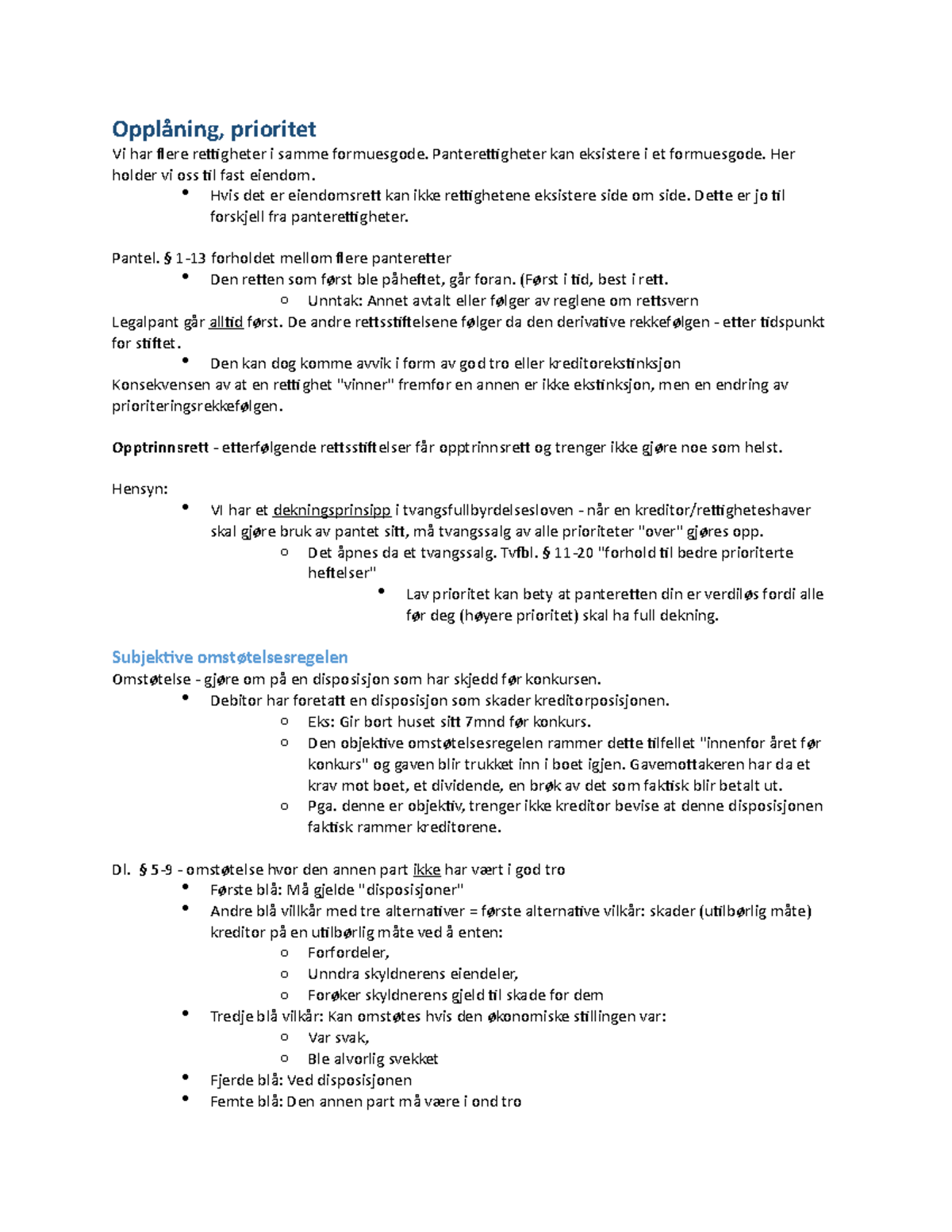 Opplåning og prioriteringsregler - dynamisk tingsrett - Opplåning ...