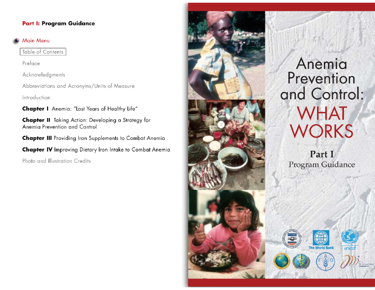 Anemia Part1 - Lecture notes 1 - Anemia Prevention and Control: WHAT ...