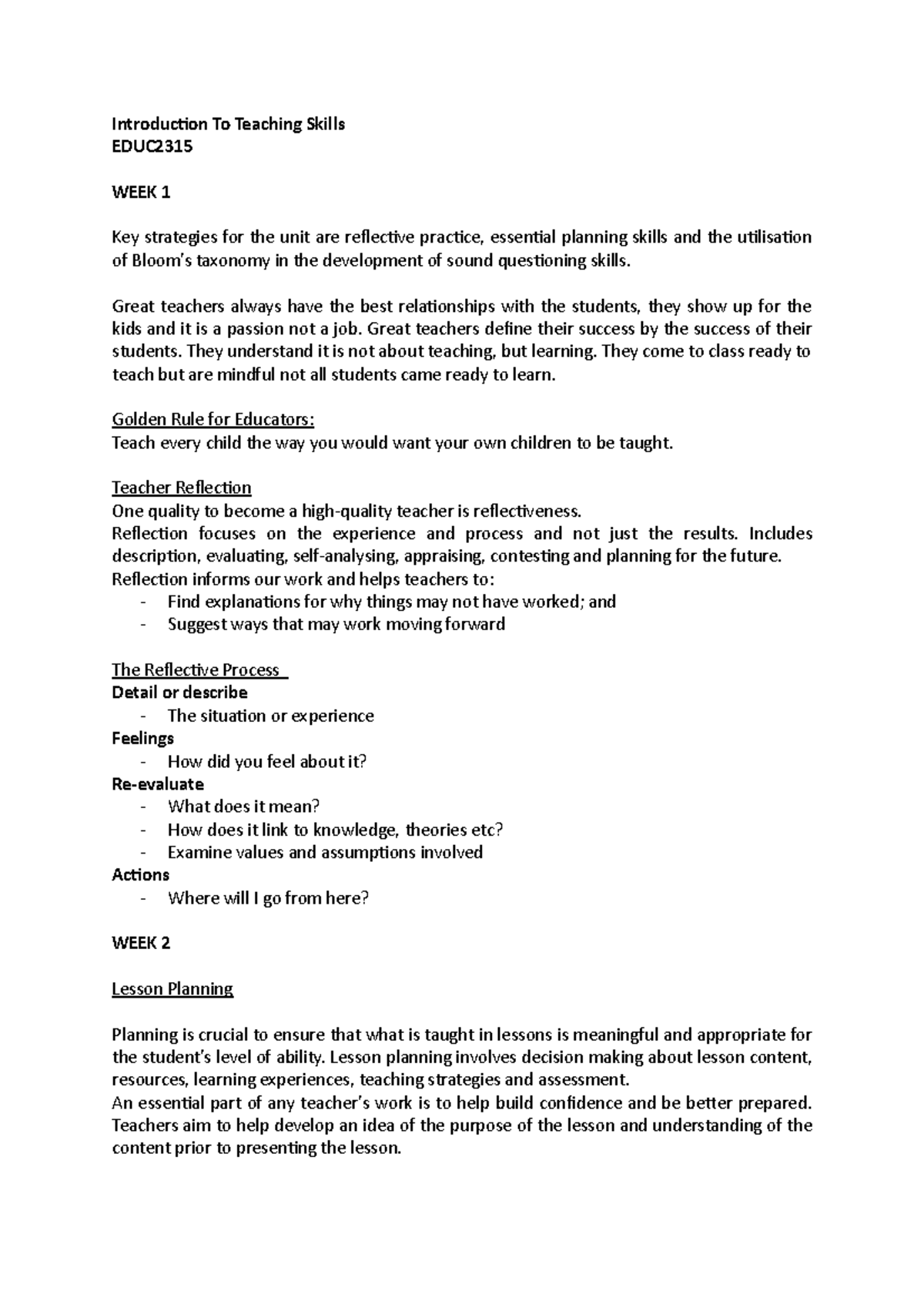 Introduction To Teaching Skills Notes - Introduction To Teaching Skills ...