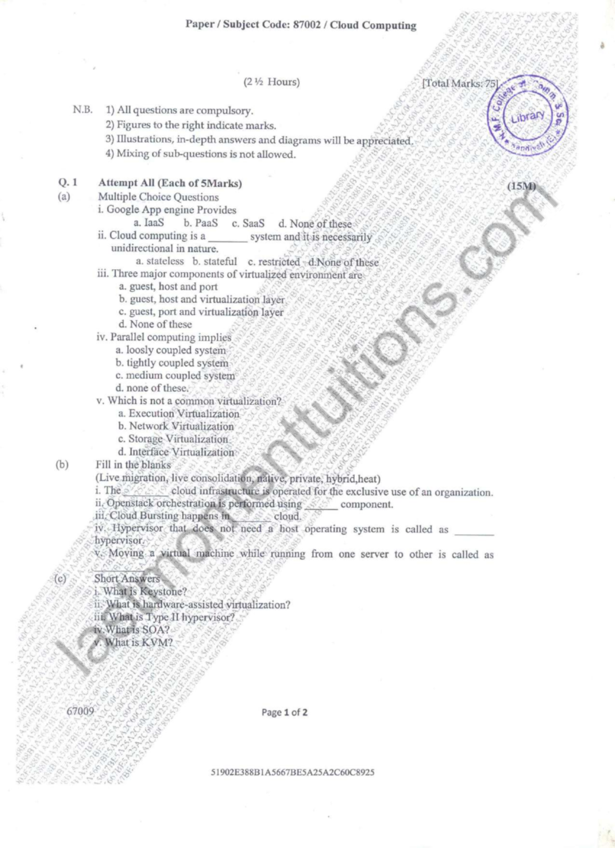 Tybsc-CS SEM6 CC APR19 - Question Papers - Computer Science - Studocu