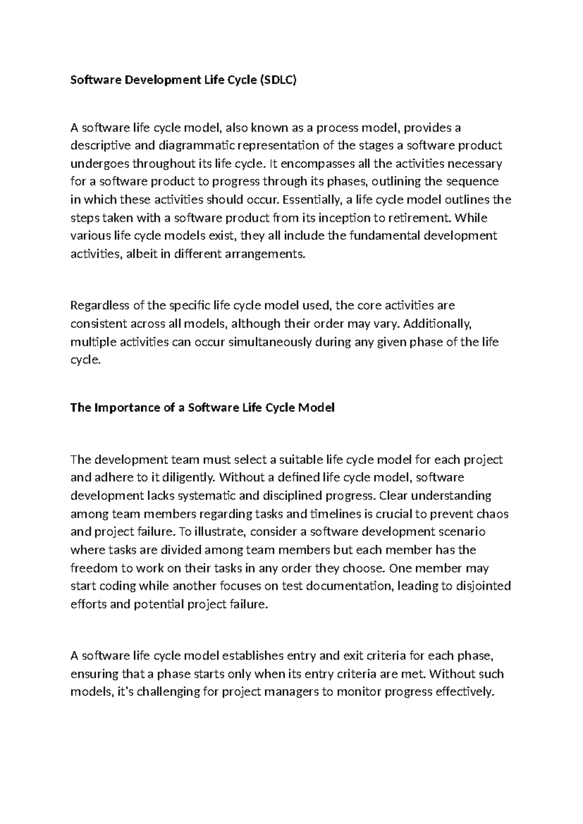 SELecture Note 2- Lecture Note - Software Development Life Cycle (SDLC ...