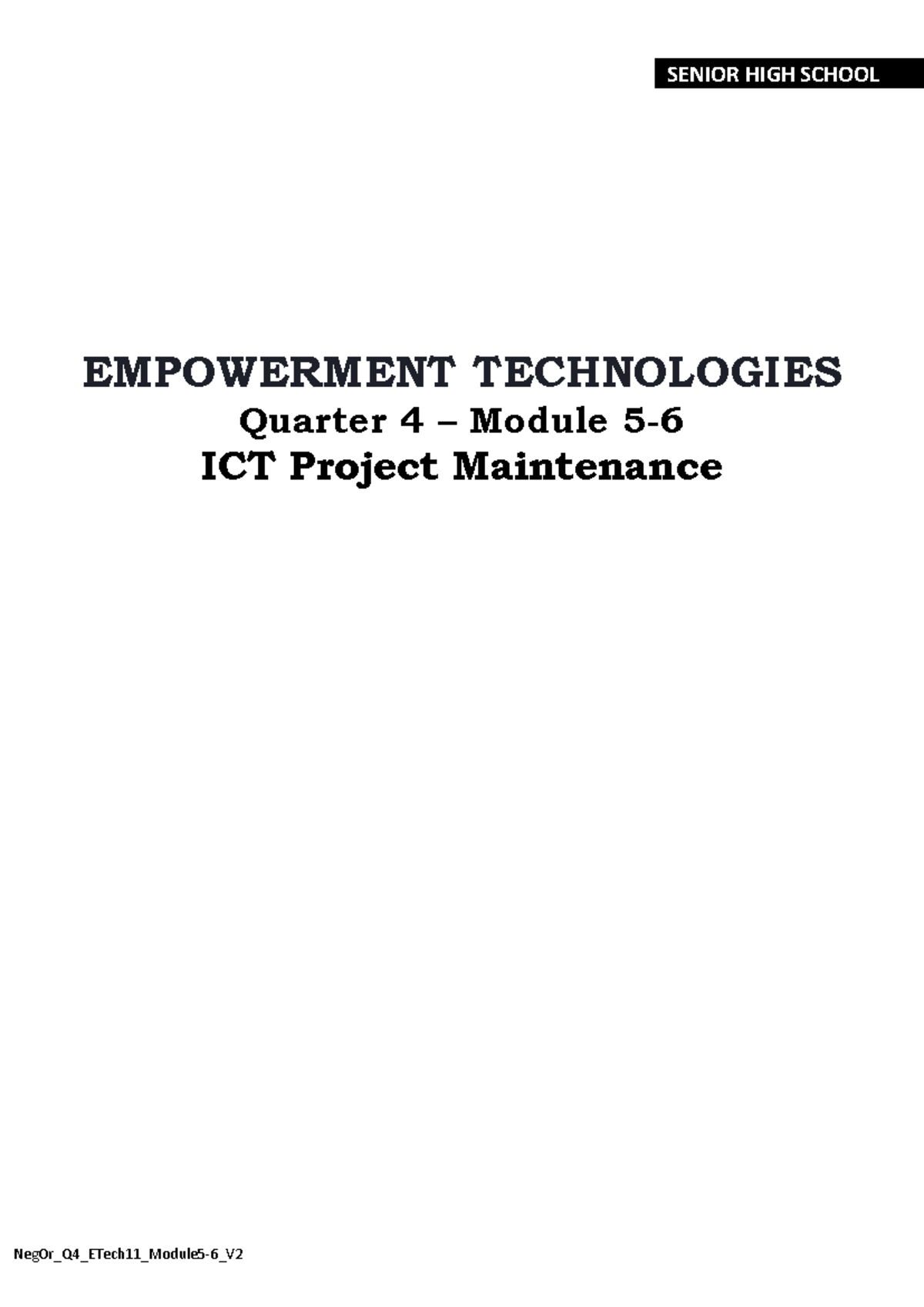 E Tech Q4Module 5 6 - module - SENIOR HIGH SCHOOL EMPOWERMENT TECHNOLOGIES Quarter 4 – Module 5 ...