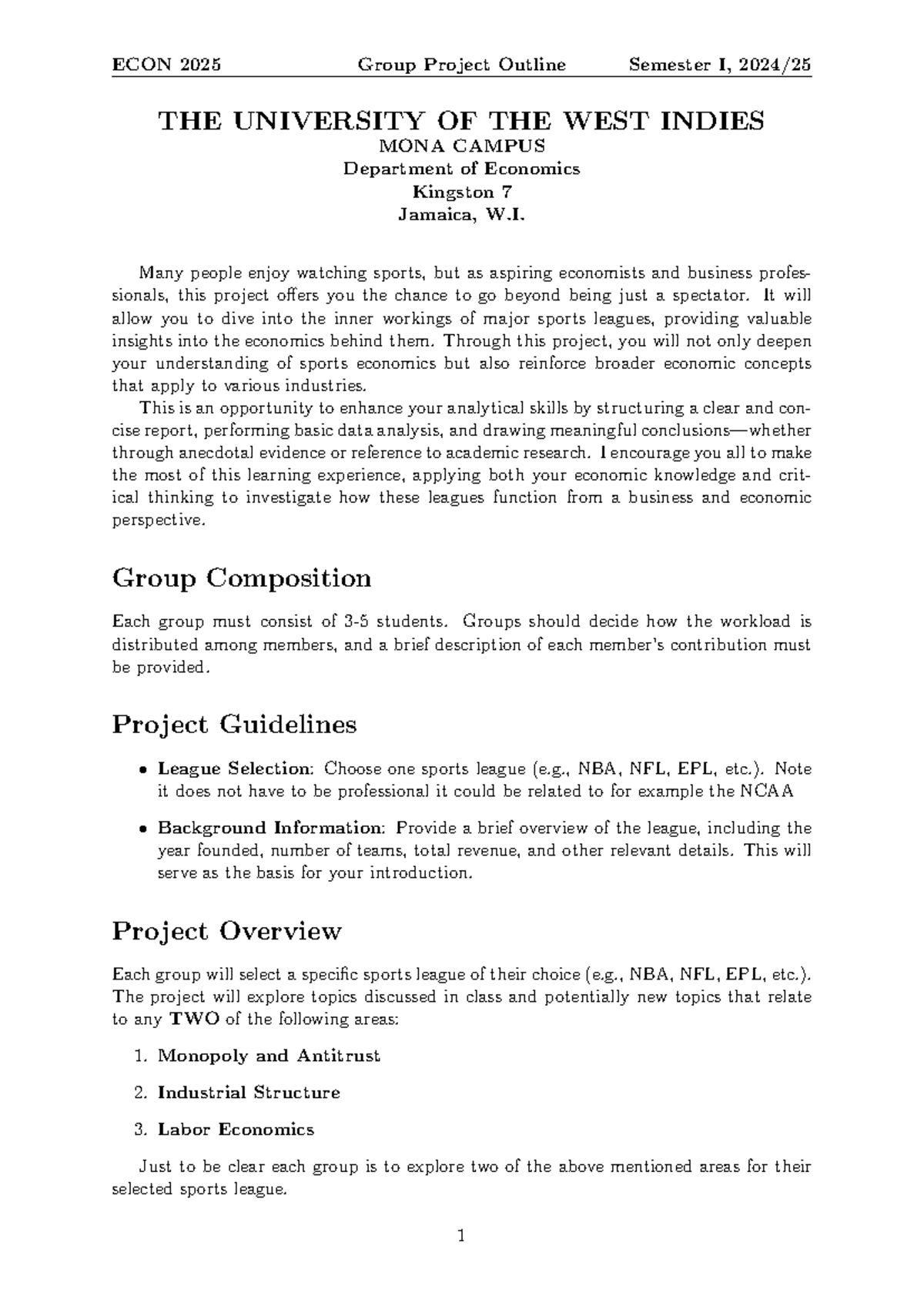 Econ2025 group assignment draft - ECON 2025 Group Project Outline ...