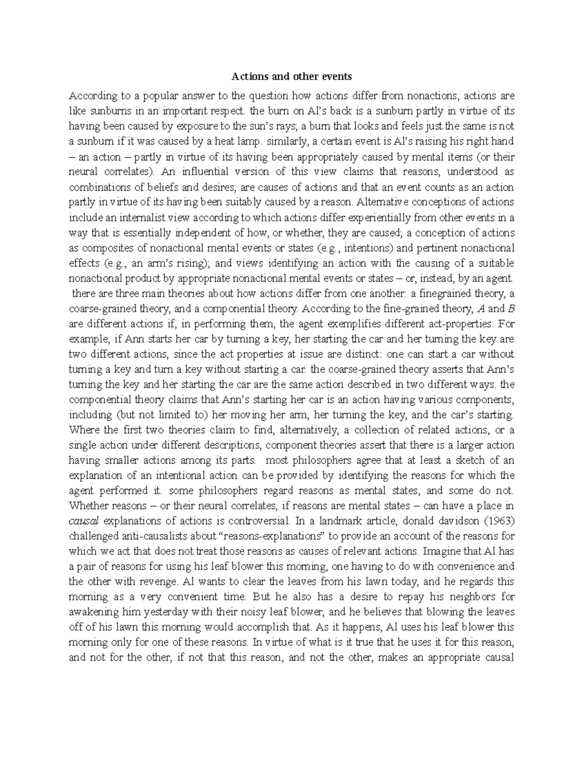 Actions and other events - Actions and other events According to a ...