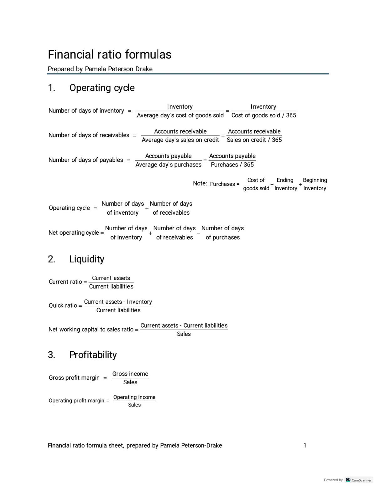 ratios formulas - CMAA031 - Studocu