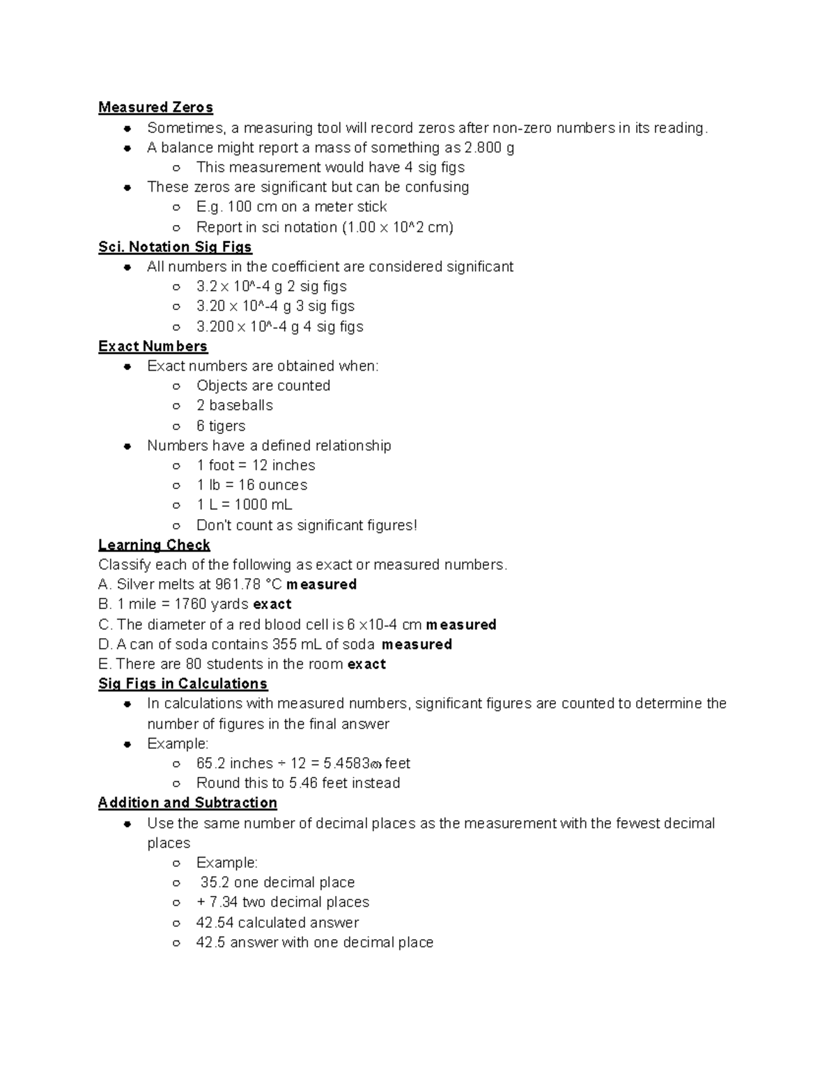 Sig figs measurements and units - Measured Zeros Sometimes, a measuring ...