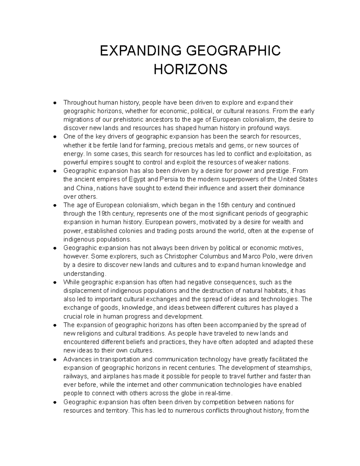 Expanding Geographic Horizons - EXPANDING GEOGRAPHIC HORIZONS ...