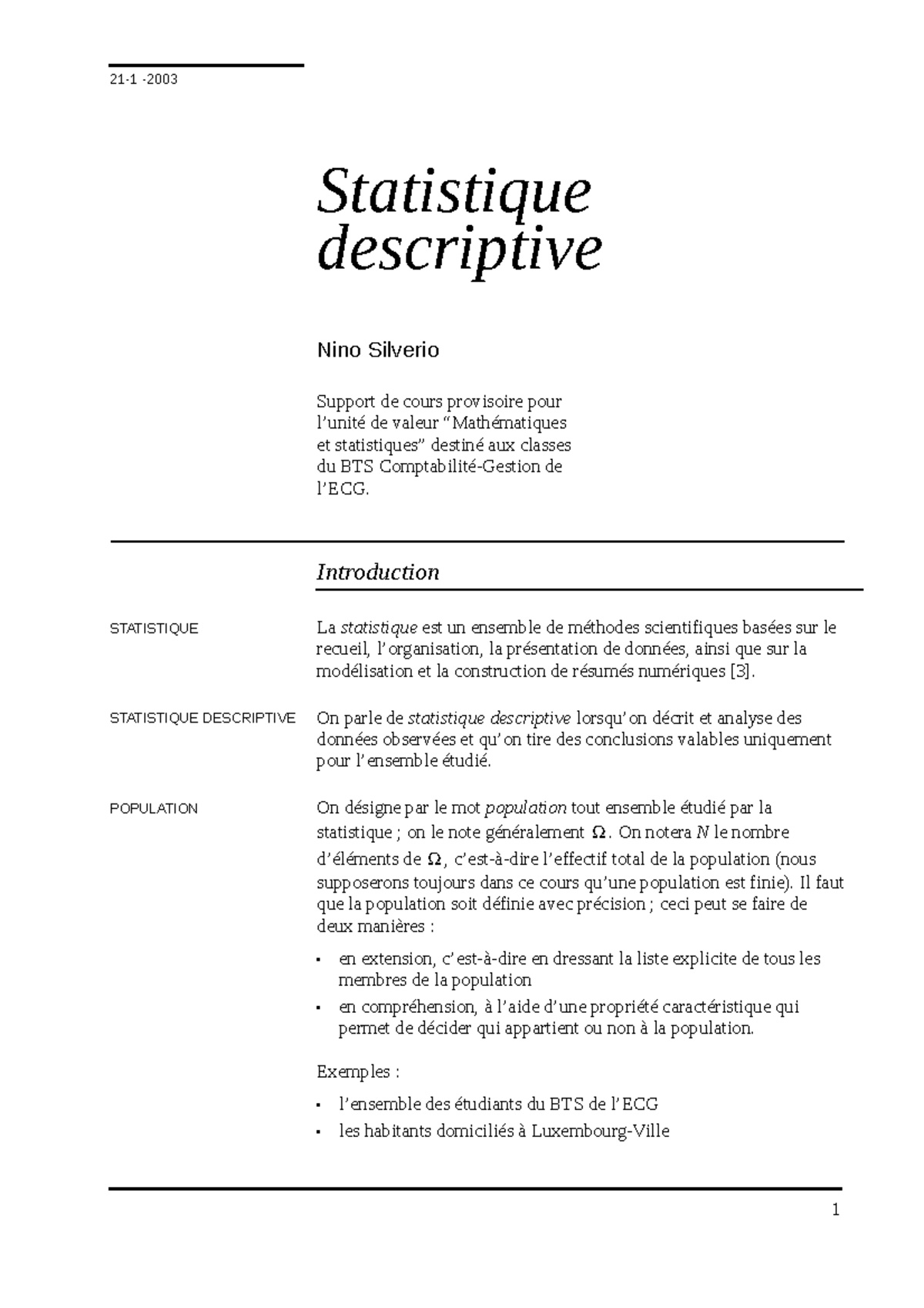 Statistique descriptive - 21-1 - 1 Statistique descriptive Nino ...