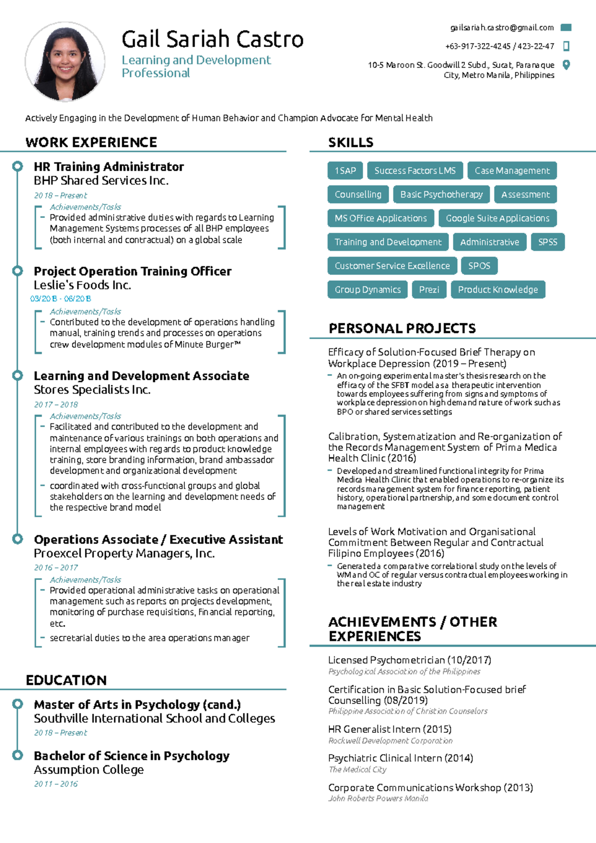 Gail's Resume - Grade: A - Warning: Unimplemented annotation type ...