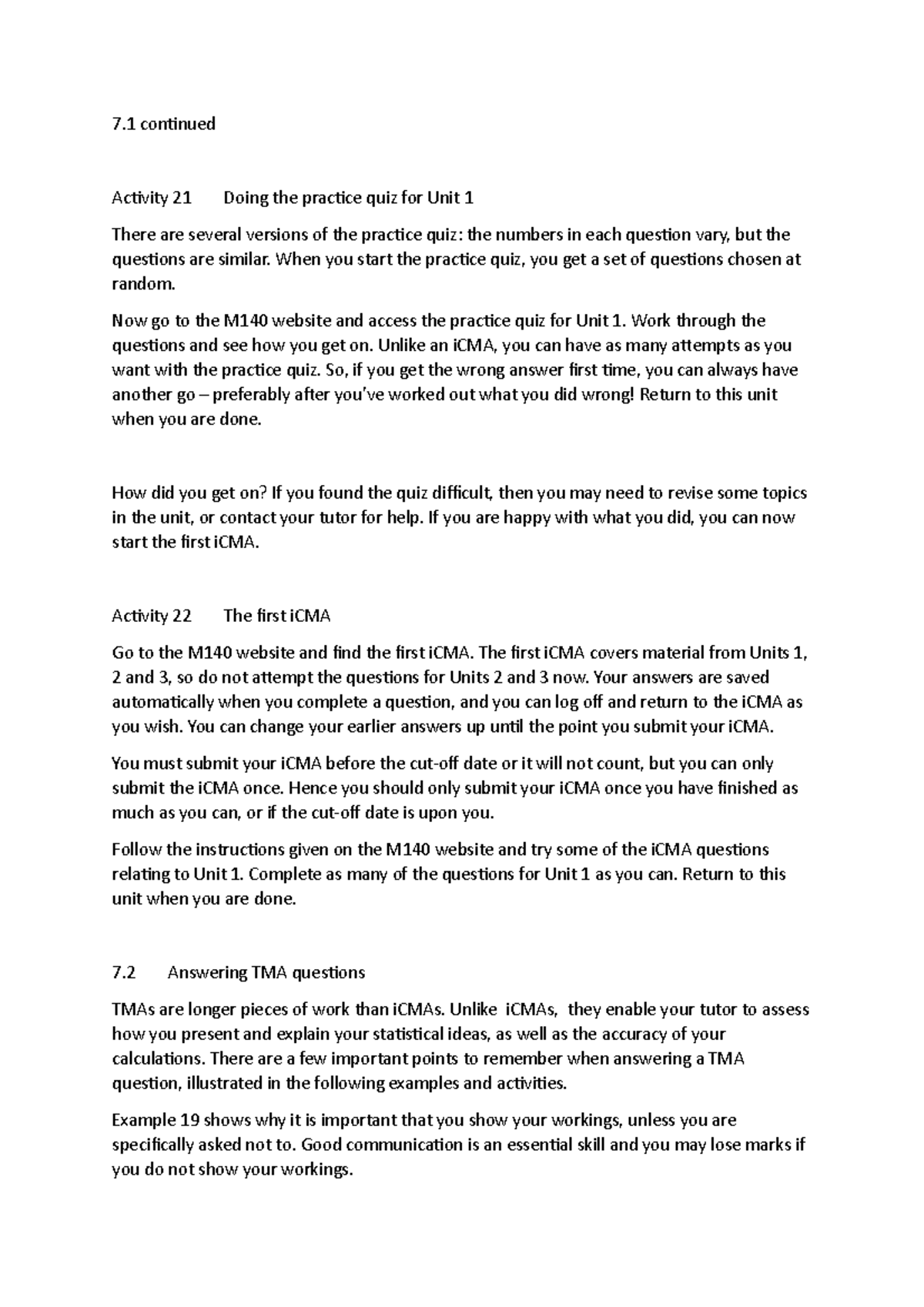 Unit 1 - 7.1 continued, 7 - 7 continued Activity 21 Doing the practice ...