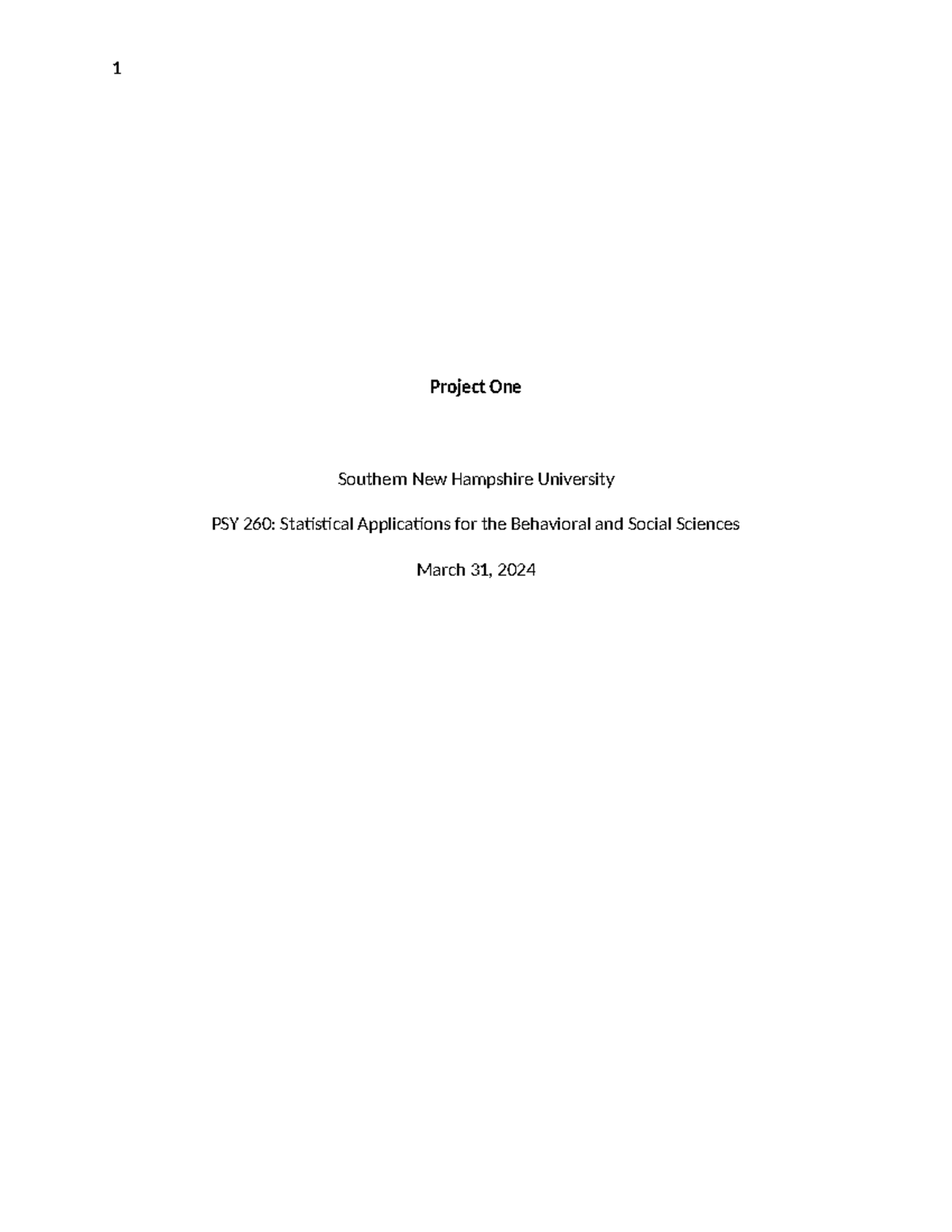 PSY260 Project One - Project One Southern New Hampshire University PSY ...