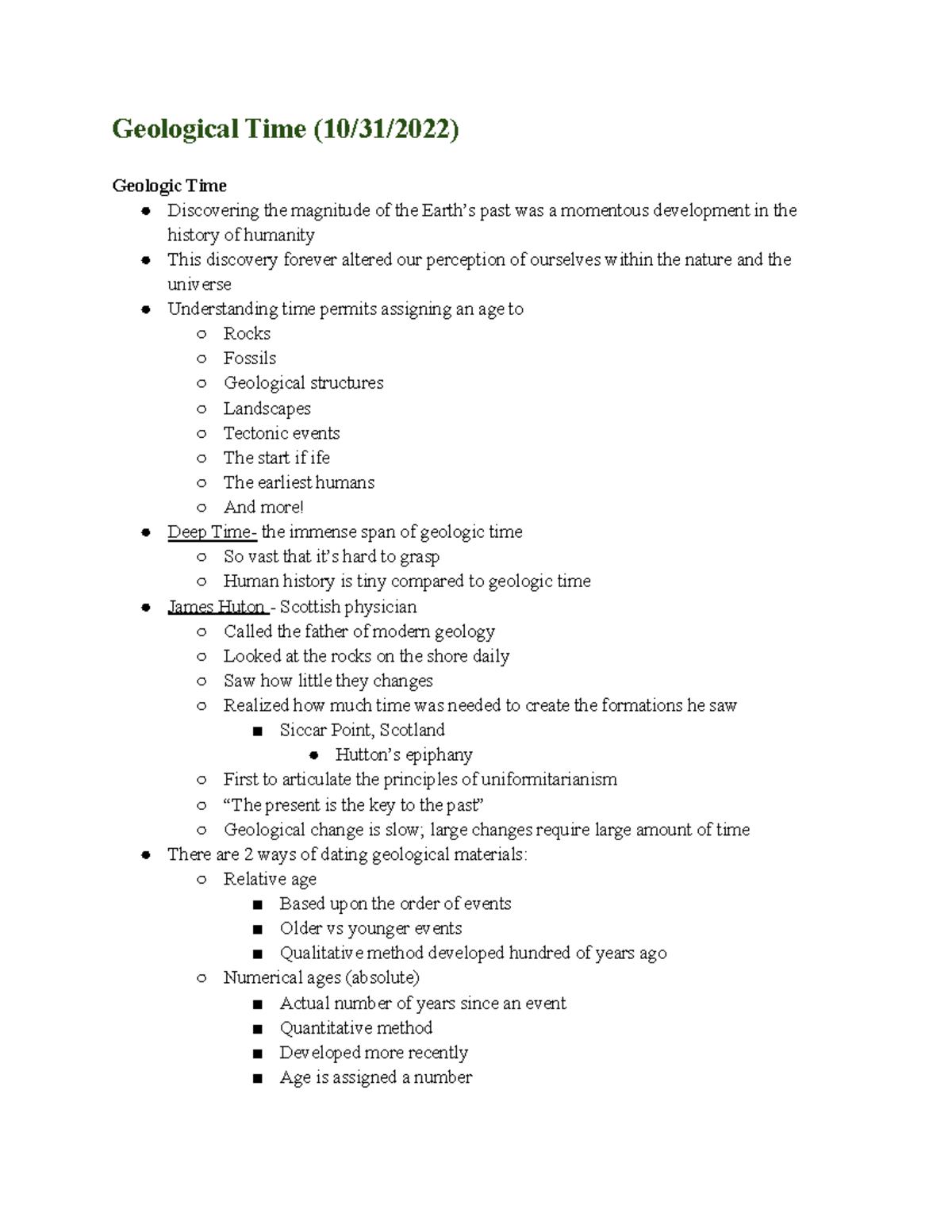 Geology Ch 4- Geological Time Pt. 1 - Geological Time (10/31/2022 ...