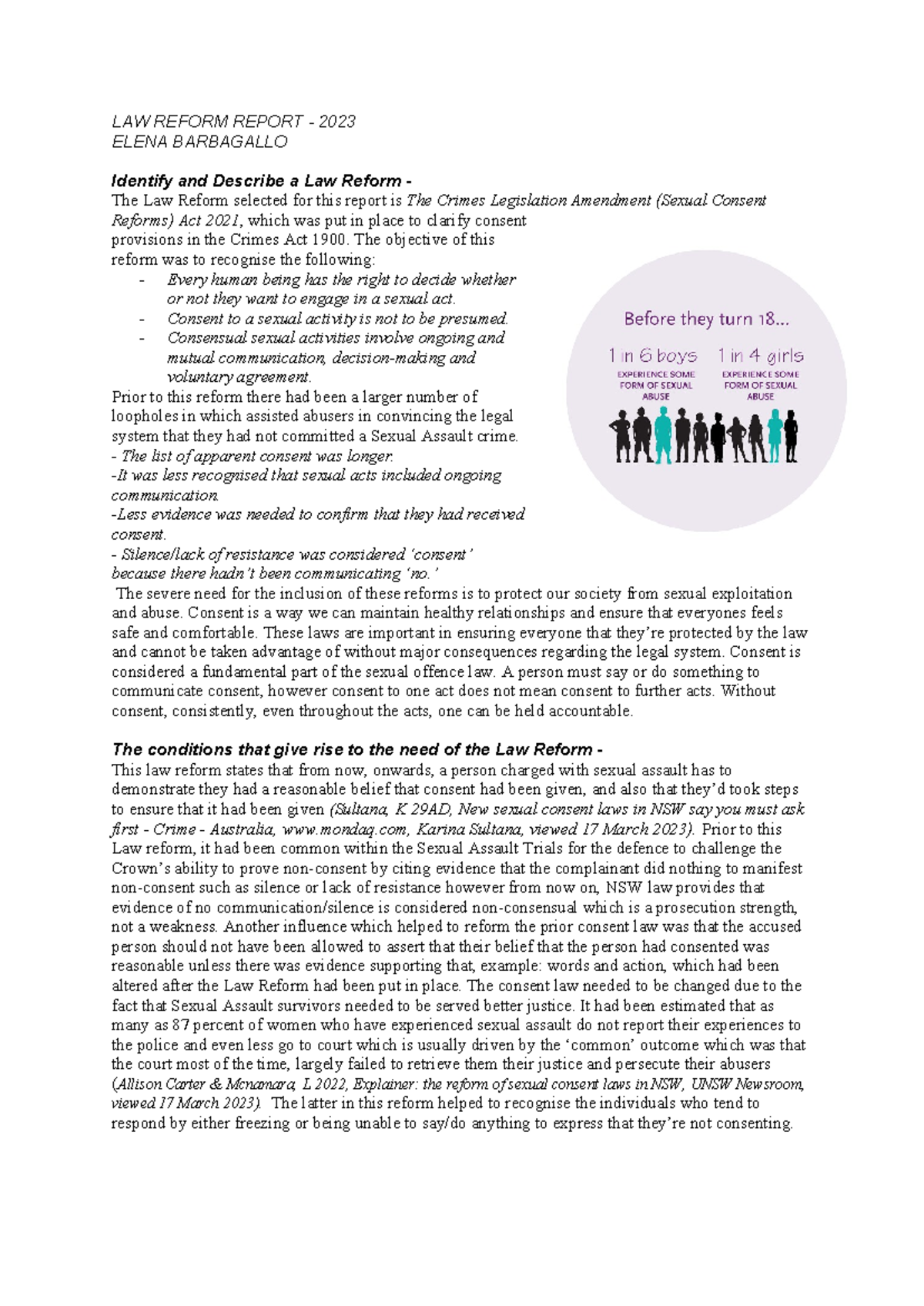 SA - Report - good - LAW REFORM REPORT - 2023 ELENA BARBAGALLO Identify ...