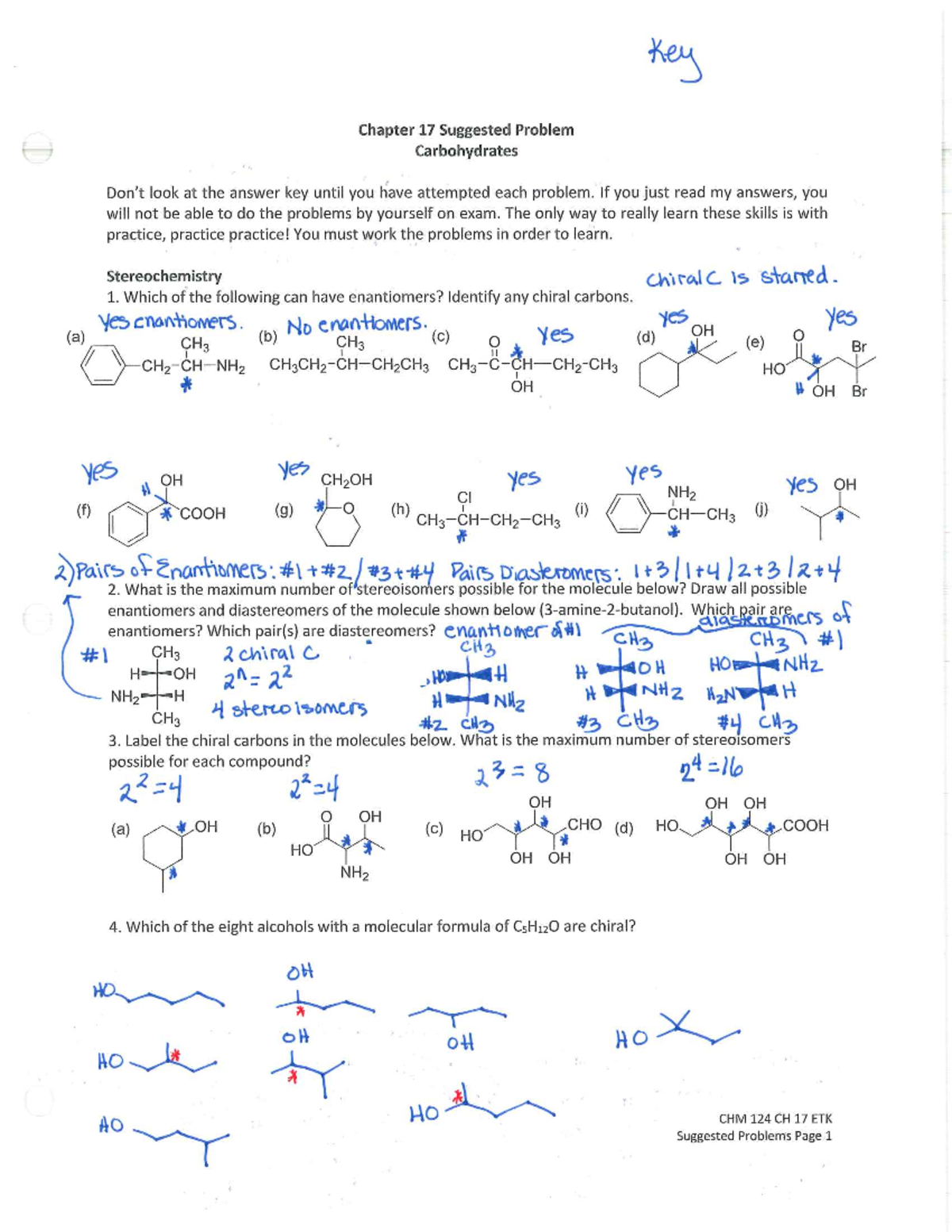 CH 17 Suggested Problems Key - CHM 124 - Studocu