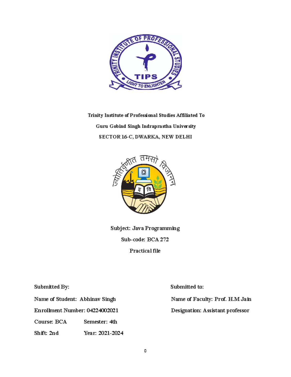 Java Practical - Trinity Institute of Professional Studies Affiliated ...