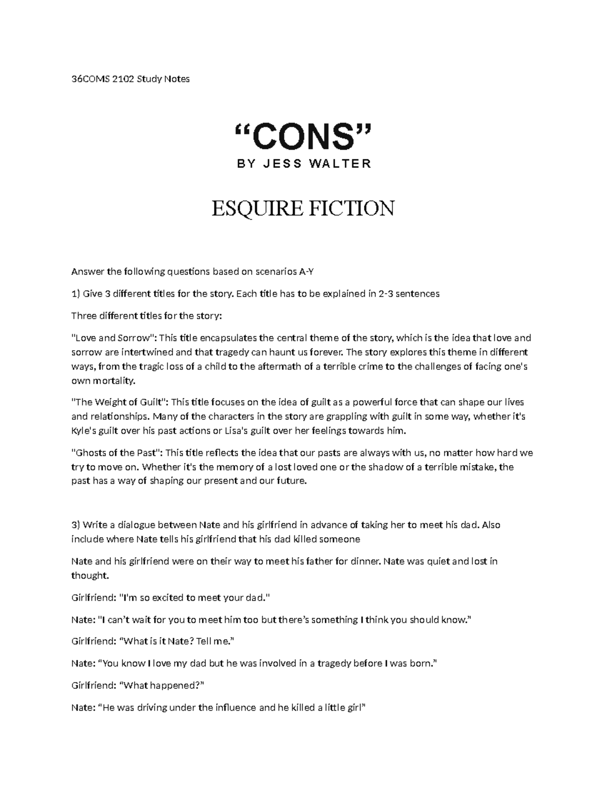 COMS 2102 Study Notes - 36COMS 2102 Study Notes “CONS” B Y J E S S W A ...