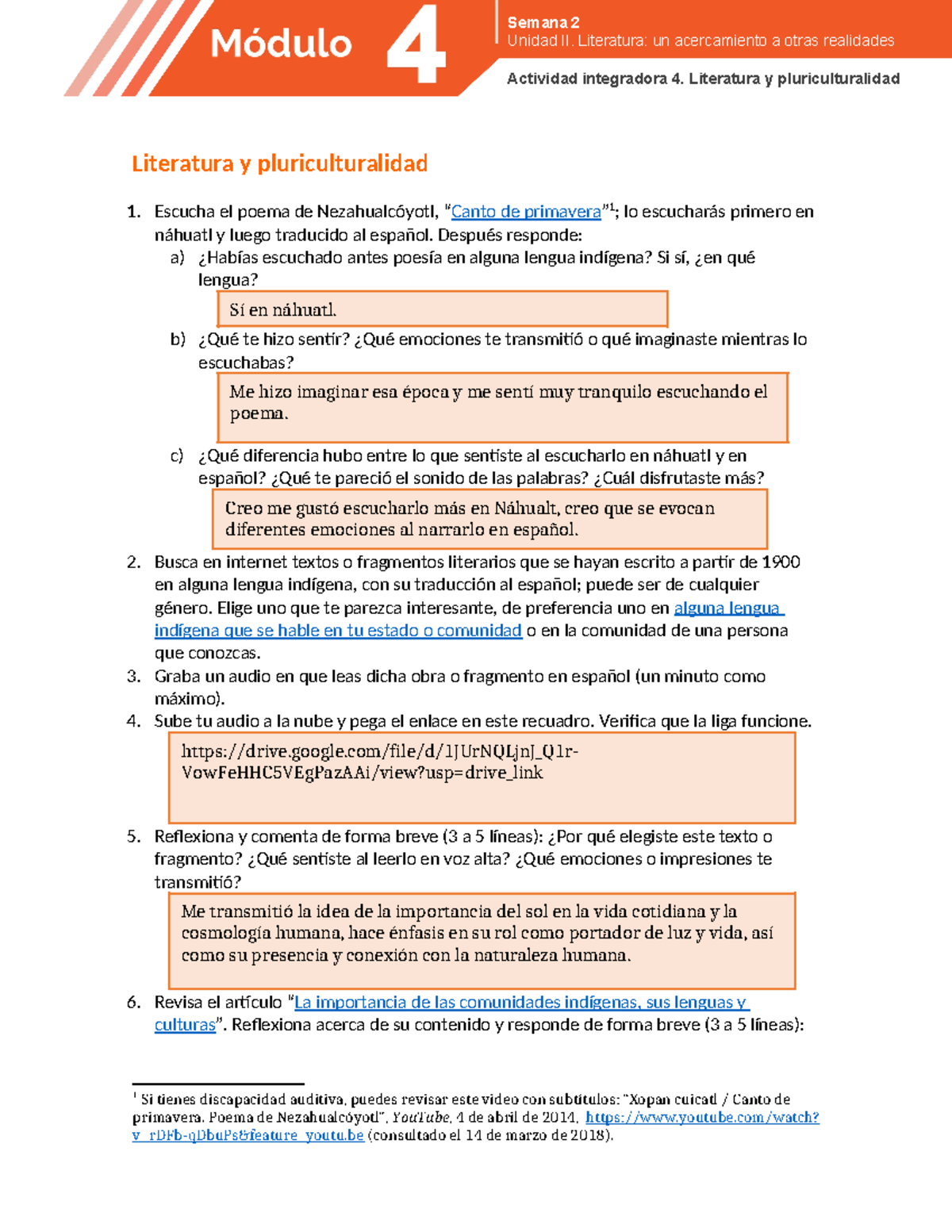 Actividad Integradora 4 - Semana 2 Unidad II. Literatura: un ...