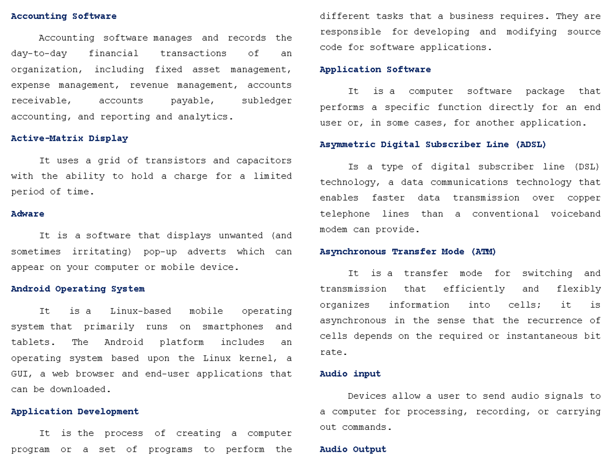 Terms - IT terminologies - Accounting Software Accounting software ...