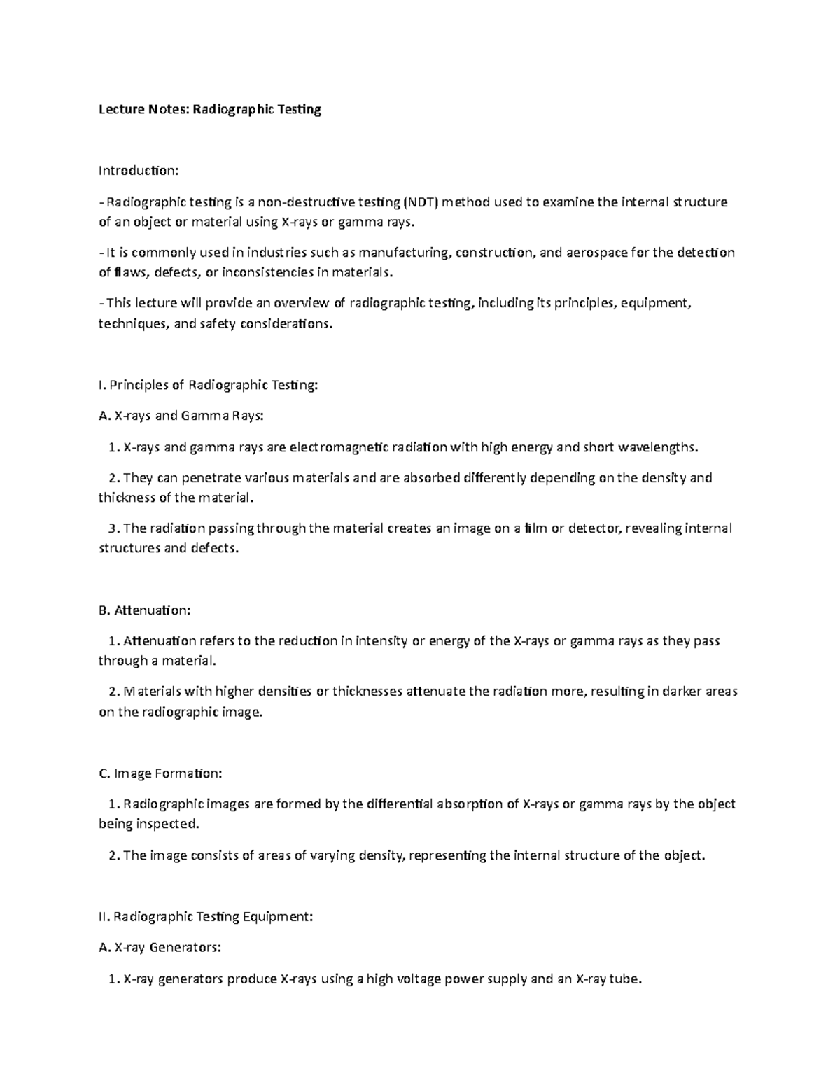 Lecture Notes: Radiographic Testing - Lecture Notes: Radiographic ...