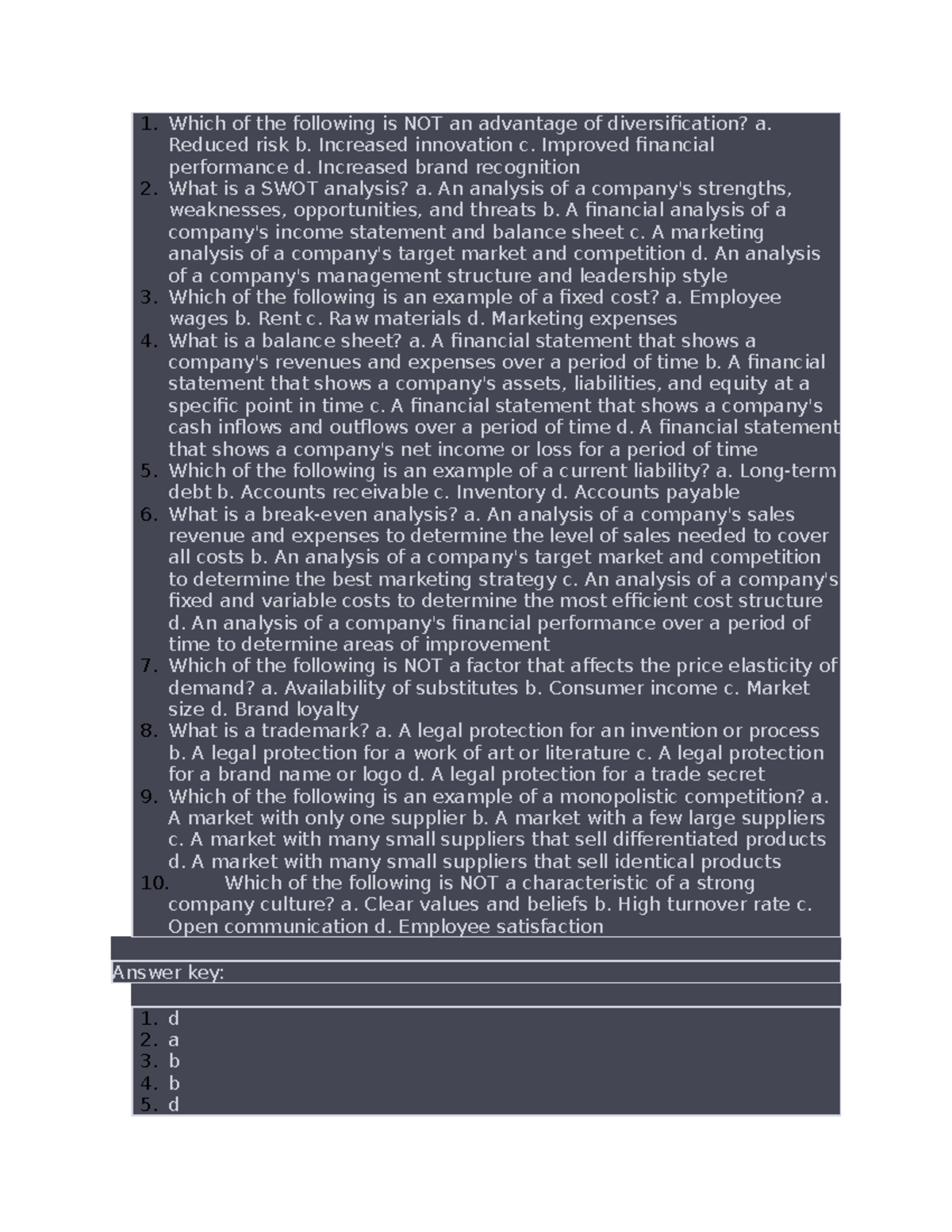 D072 mock test chapters 11-15 - Which of the following is NOT an ...