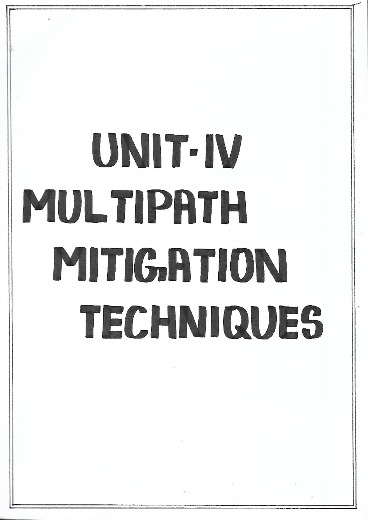 UNIT 4 - testing - MULTIPATH MITIGATION TECHNIQUES MULTIPATH MITIGATION ...