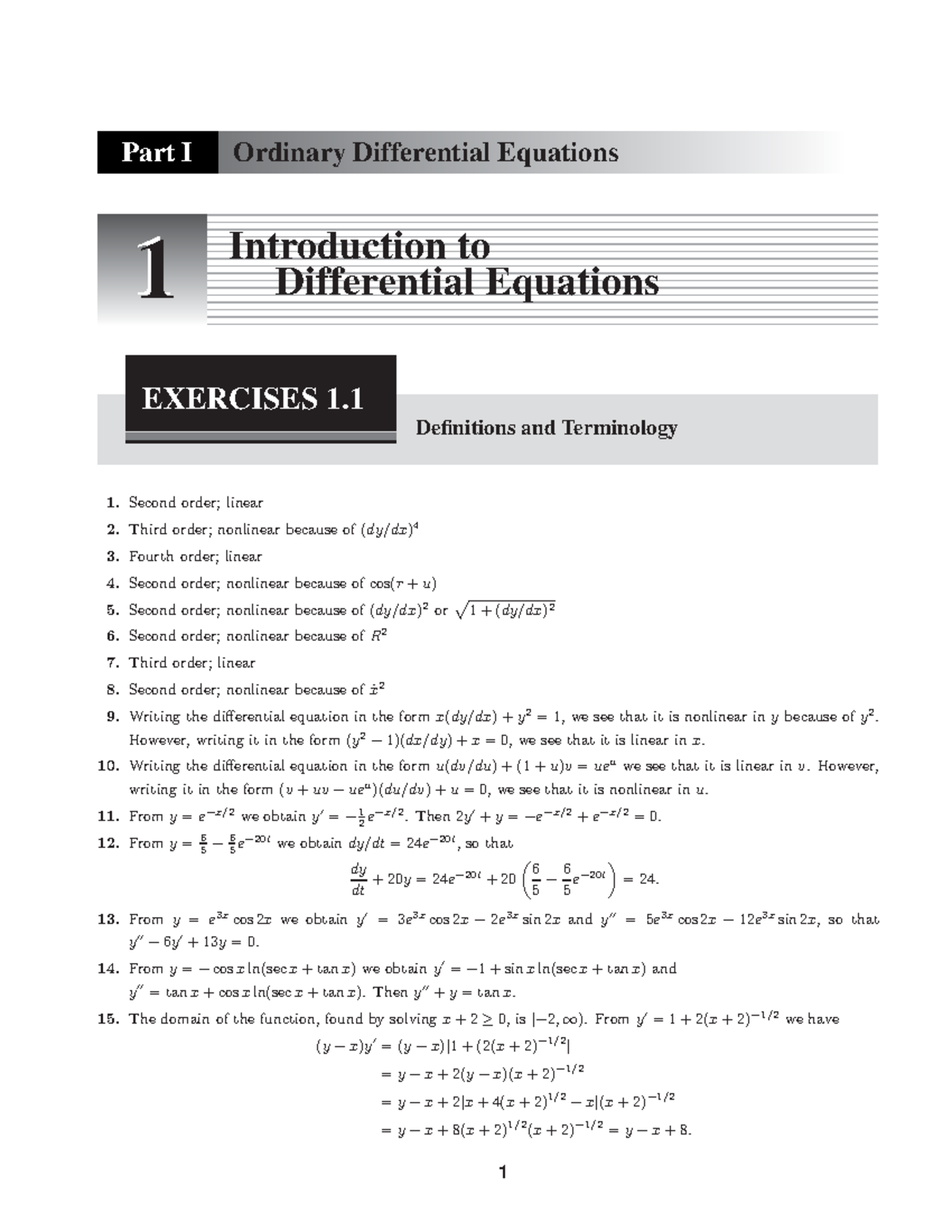 Chapt 01 - Engineering mathematics - Part I Ordinary Differential Equations 11 Introduction to ...