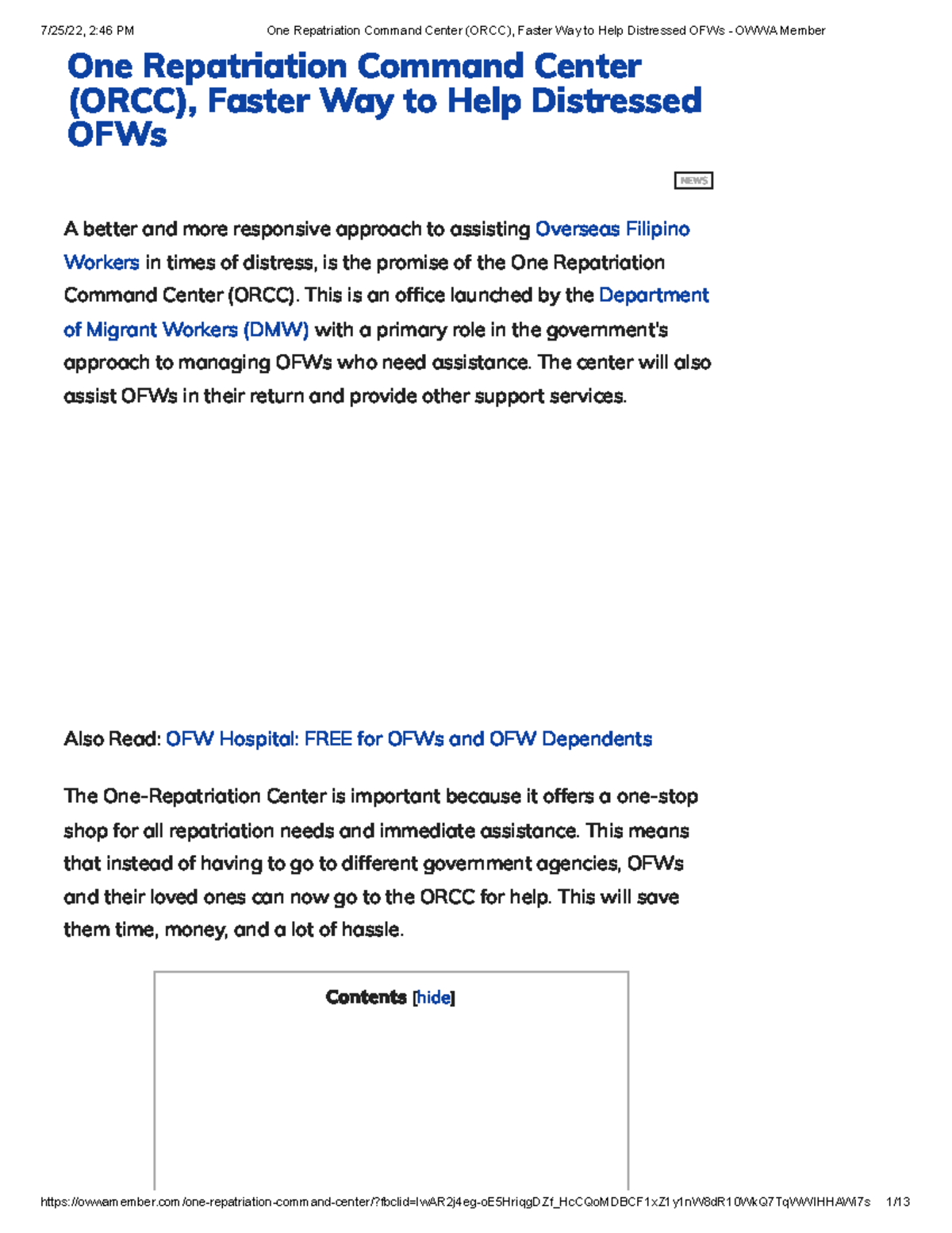 One Repatriation Command Center (ORCC), Faster Way to Help Distressed ...
