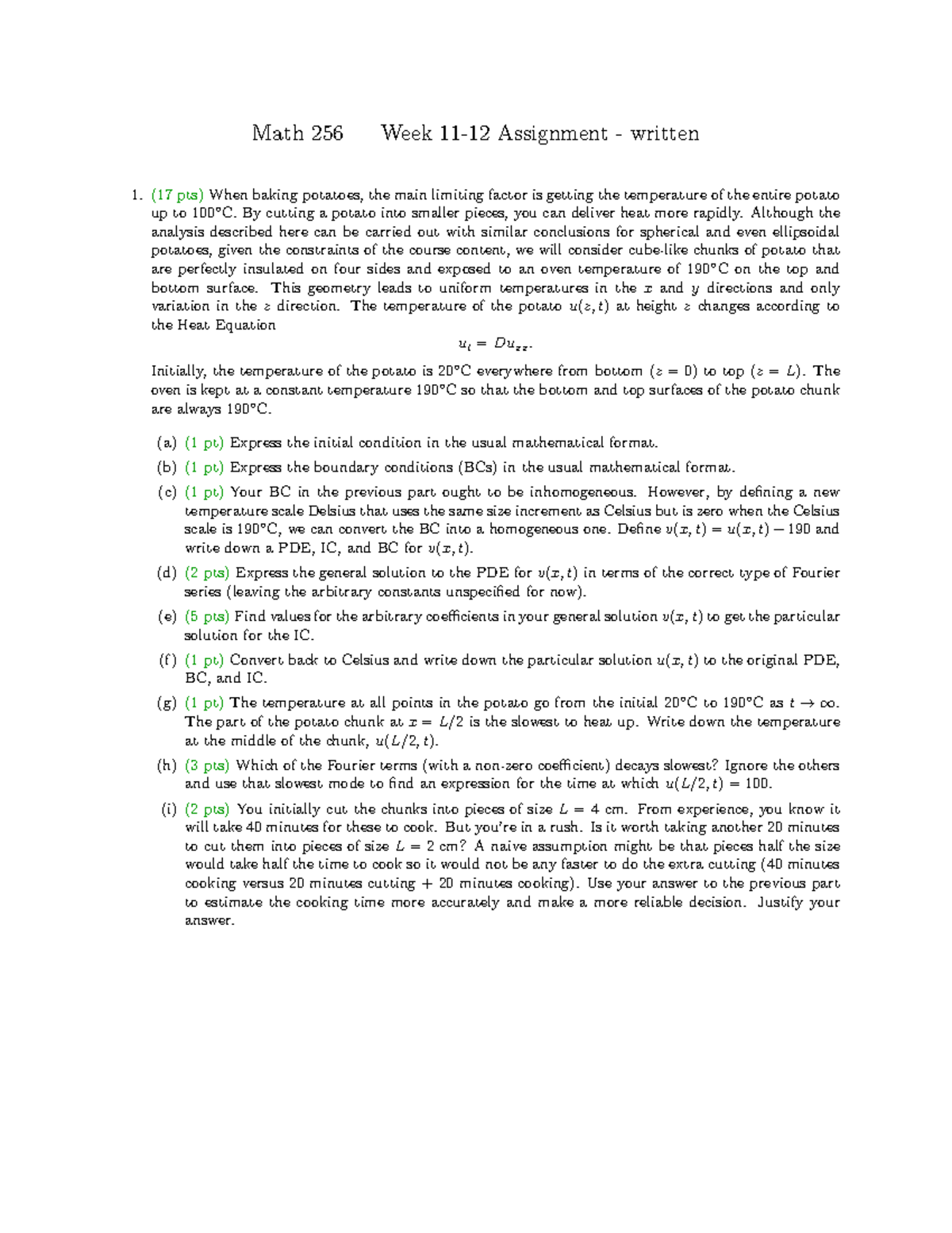 Week 12 Written - Assignment 12 - Math 256 Week 11-12 Assignment ...