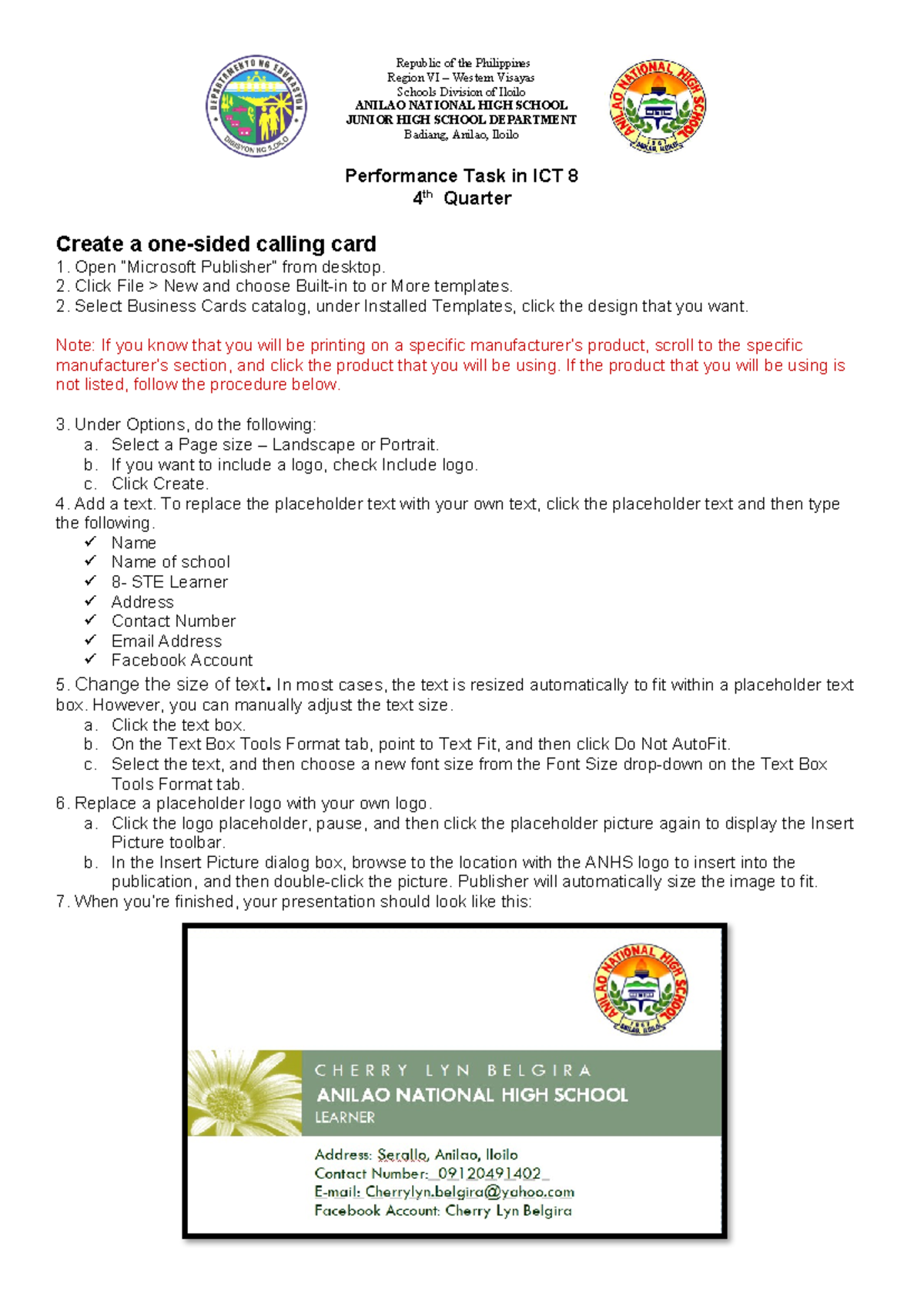 How to Create a Calling Card ACT - Republic of the Philippines Region ...