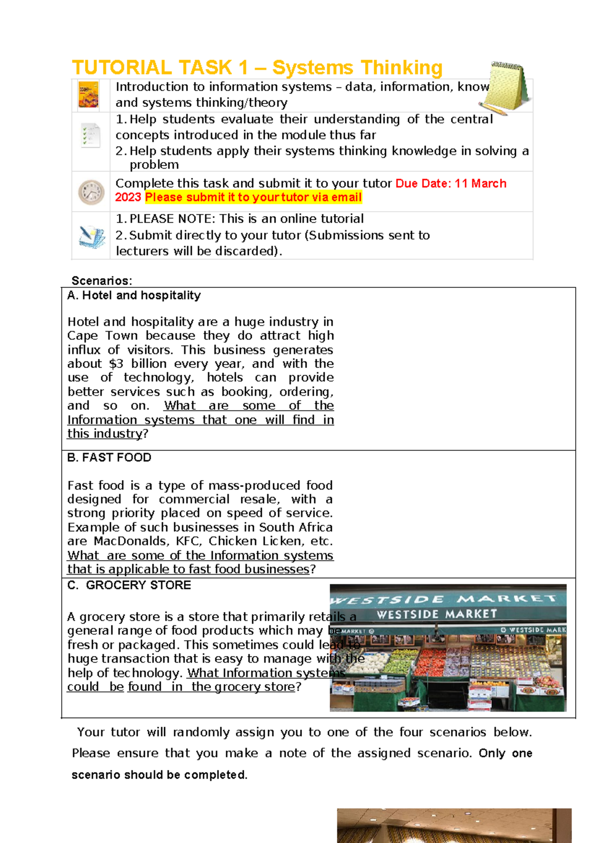 2023 Tutorial 1 System thinking studentversion - TUTORIAL TASK 1 – Systems Thinking Introduction ...