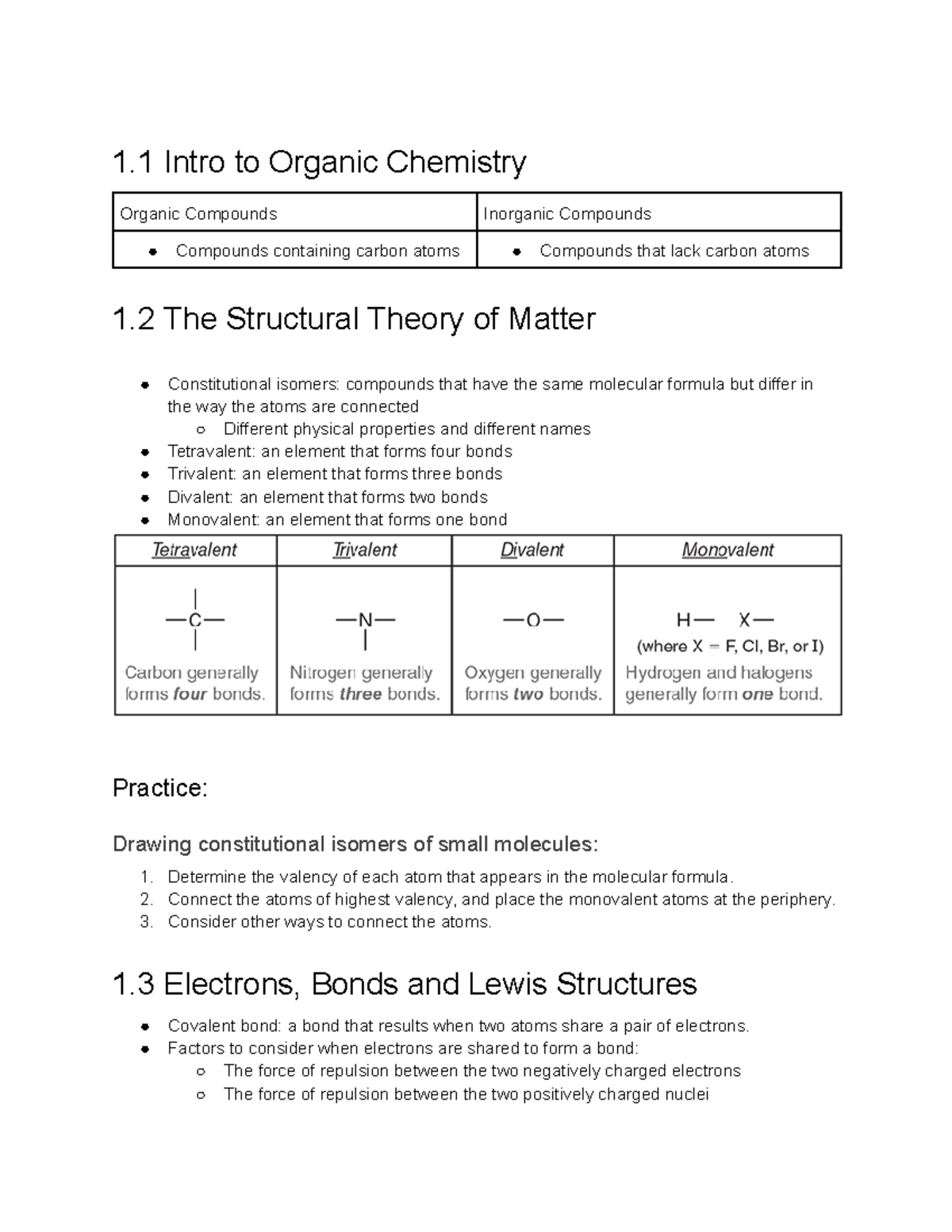 Organic Chemistry Unit 1 - Review of General Chemistry - 1 Intro to ...