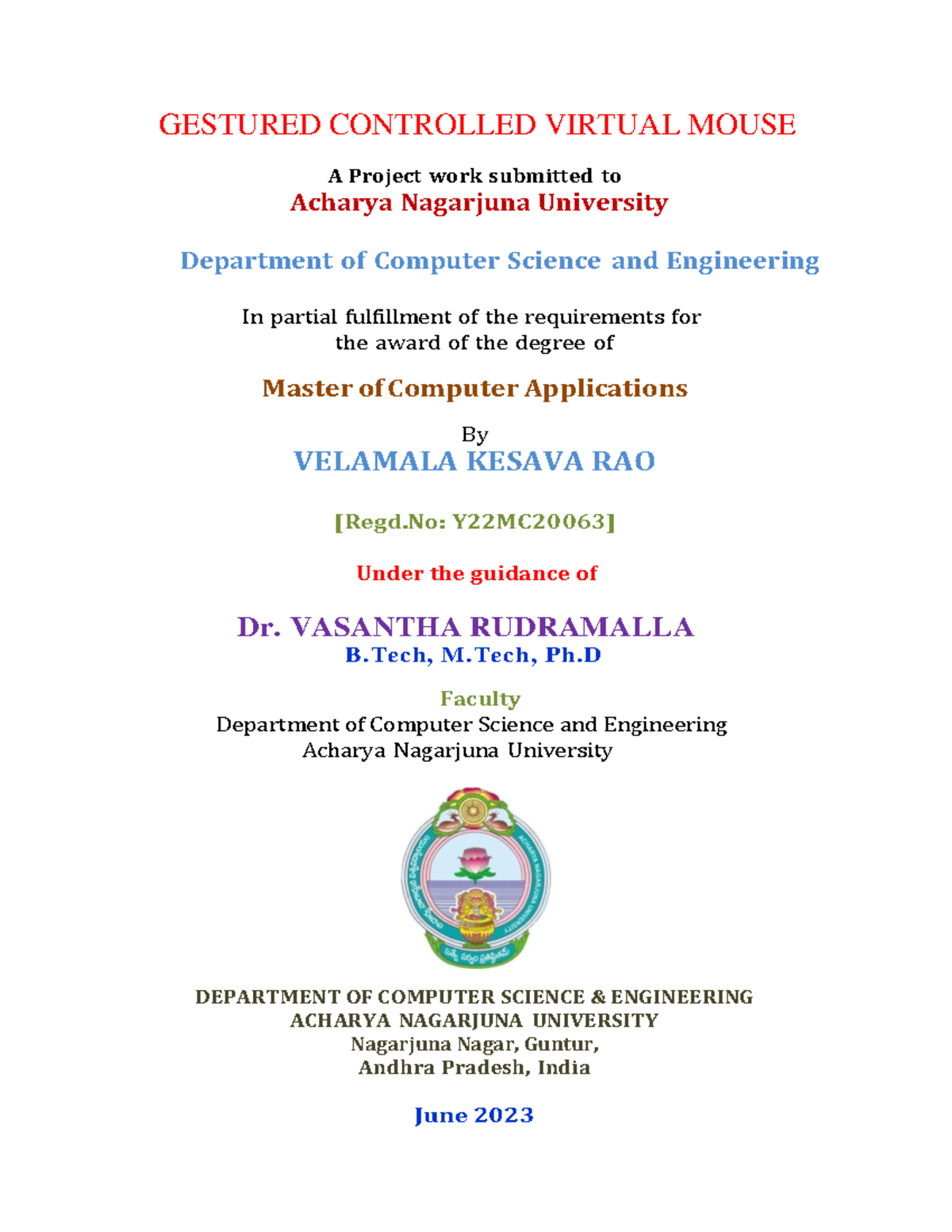 Gestured Controlled Virtual Mouse - GESTURED CONTROLLED VIRTUAL MOUSE A ...