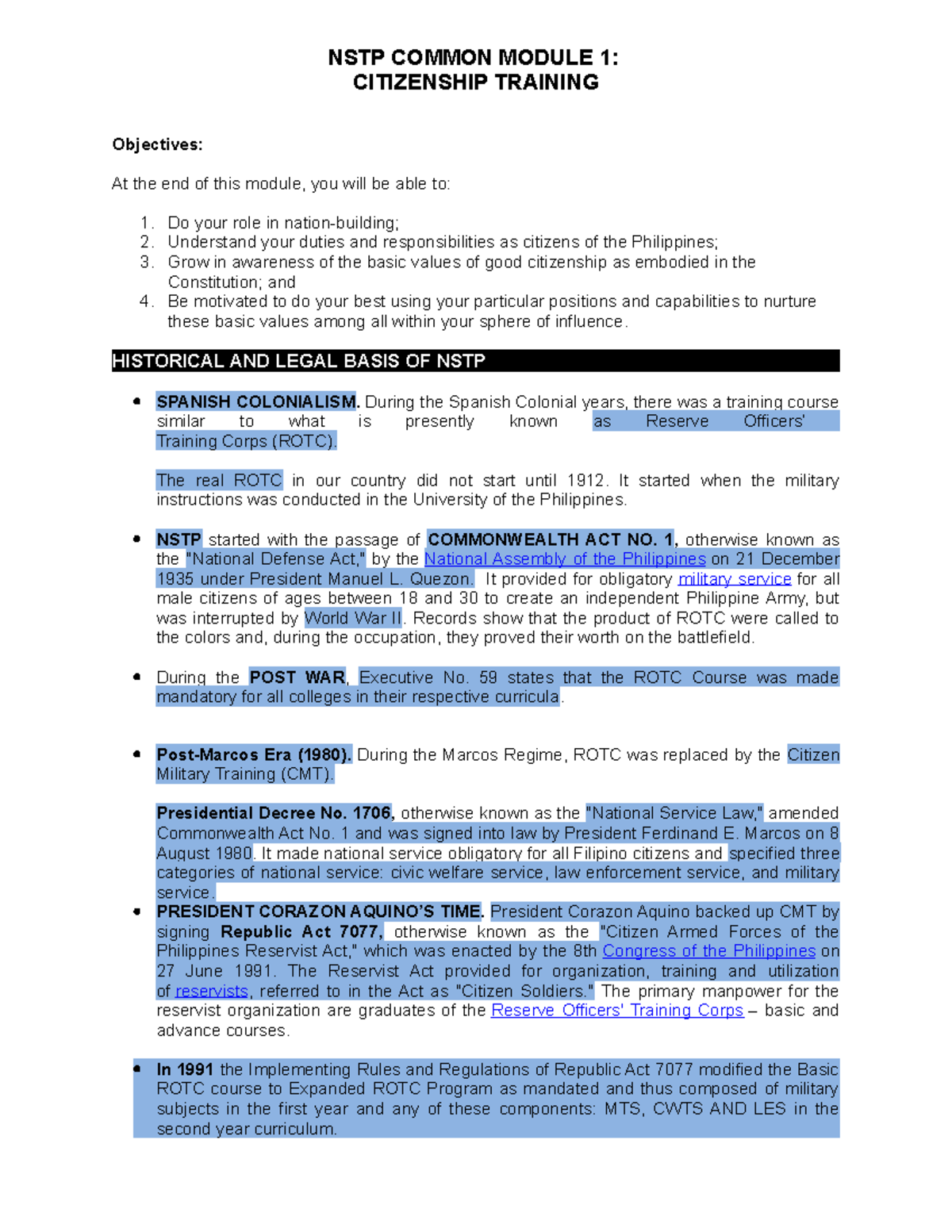 1-Common Module-1-Citizenship-Training- Revised-1 - NSTP COMMON MODULE ...