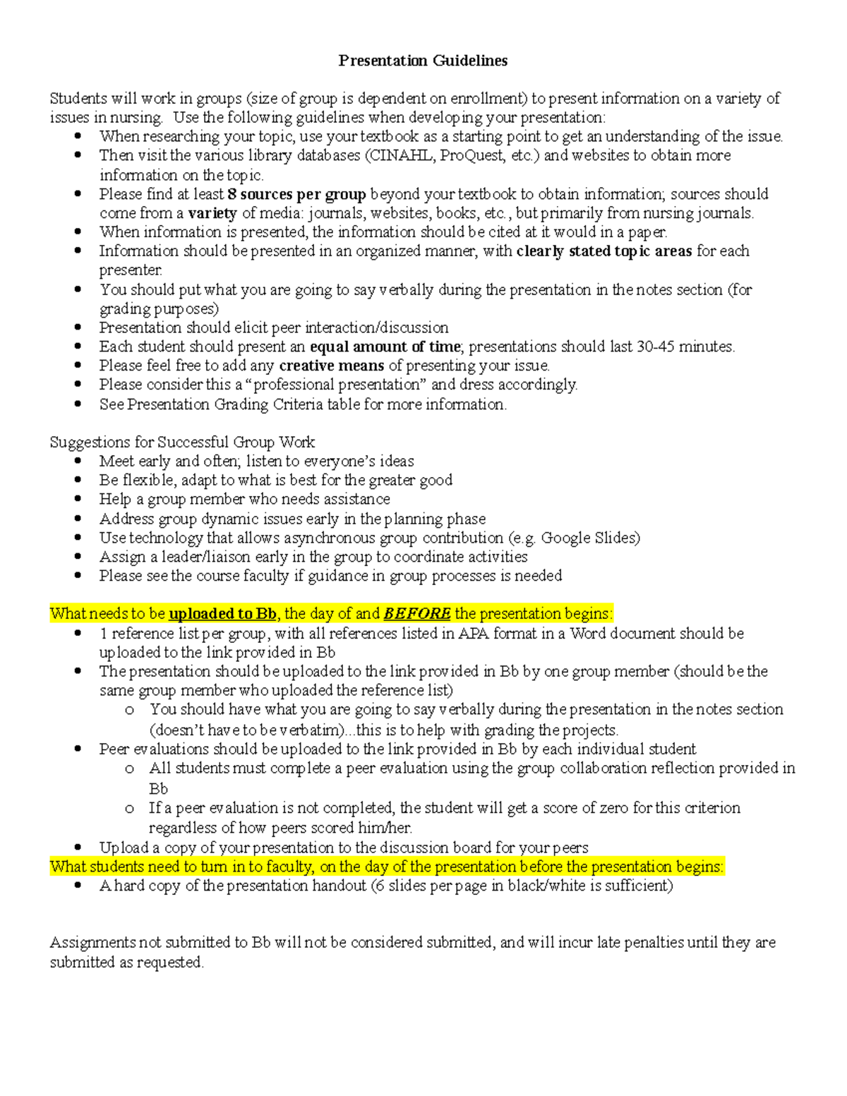 Presentation Instruction and Rubric(14) - Presentation Guidelines ...