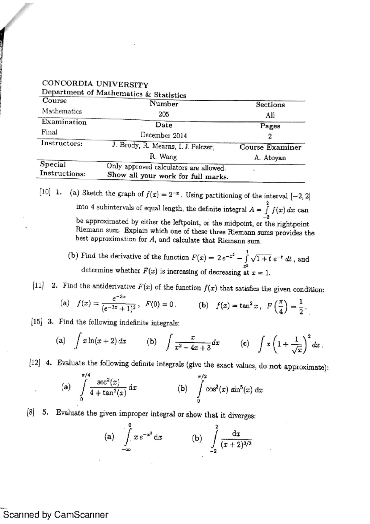 MATH 205 - Final (2013-W) - MATH 2550 - Scanned by CamScanner Scanned ...