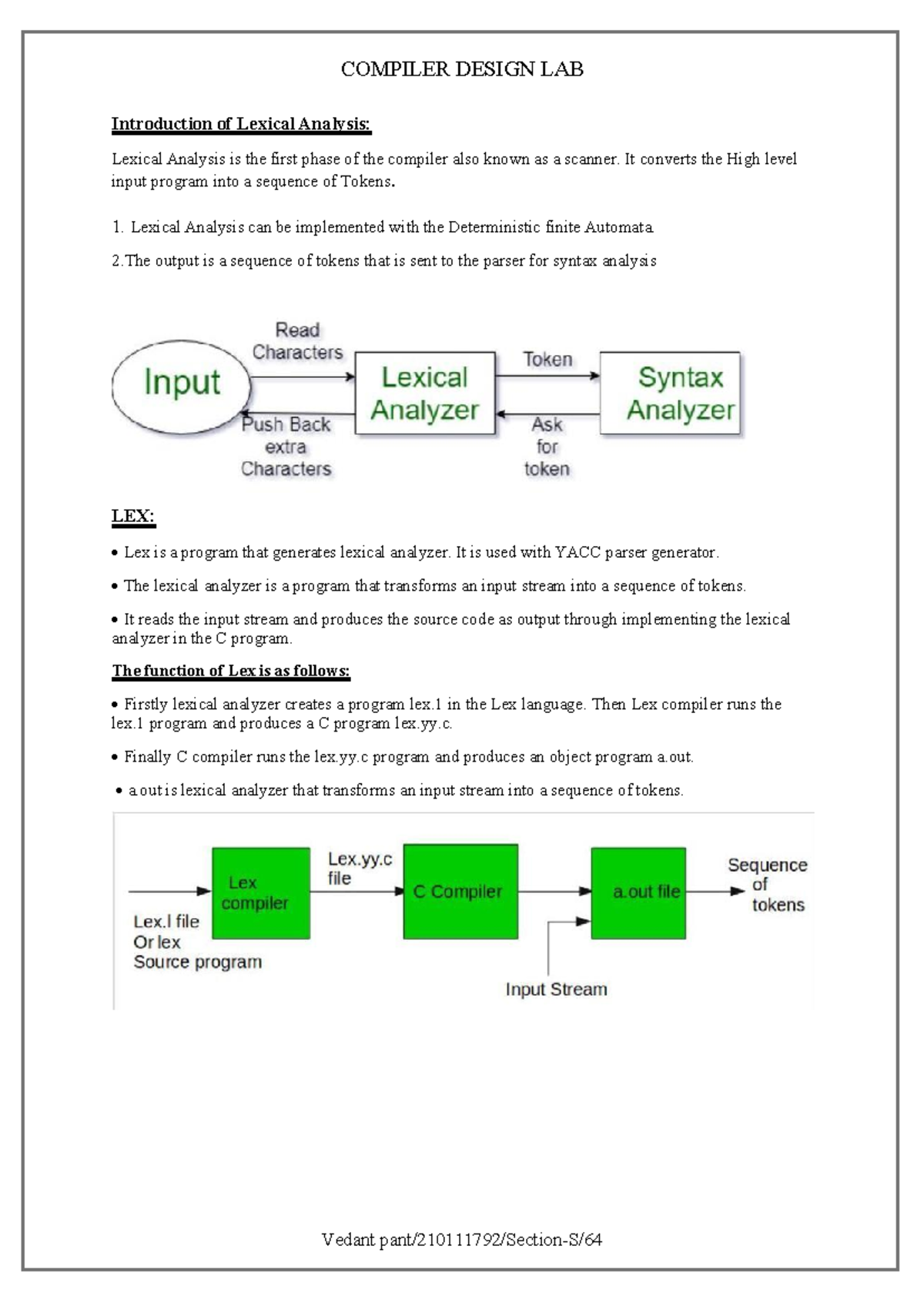 Compiler design - Introduction of Lexical Analysis: Lexical Analysis is the first phase of the ...