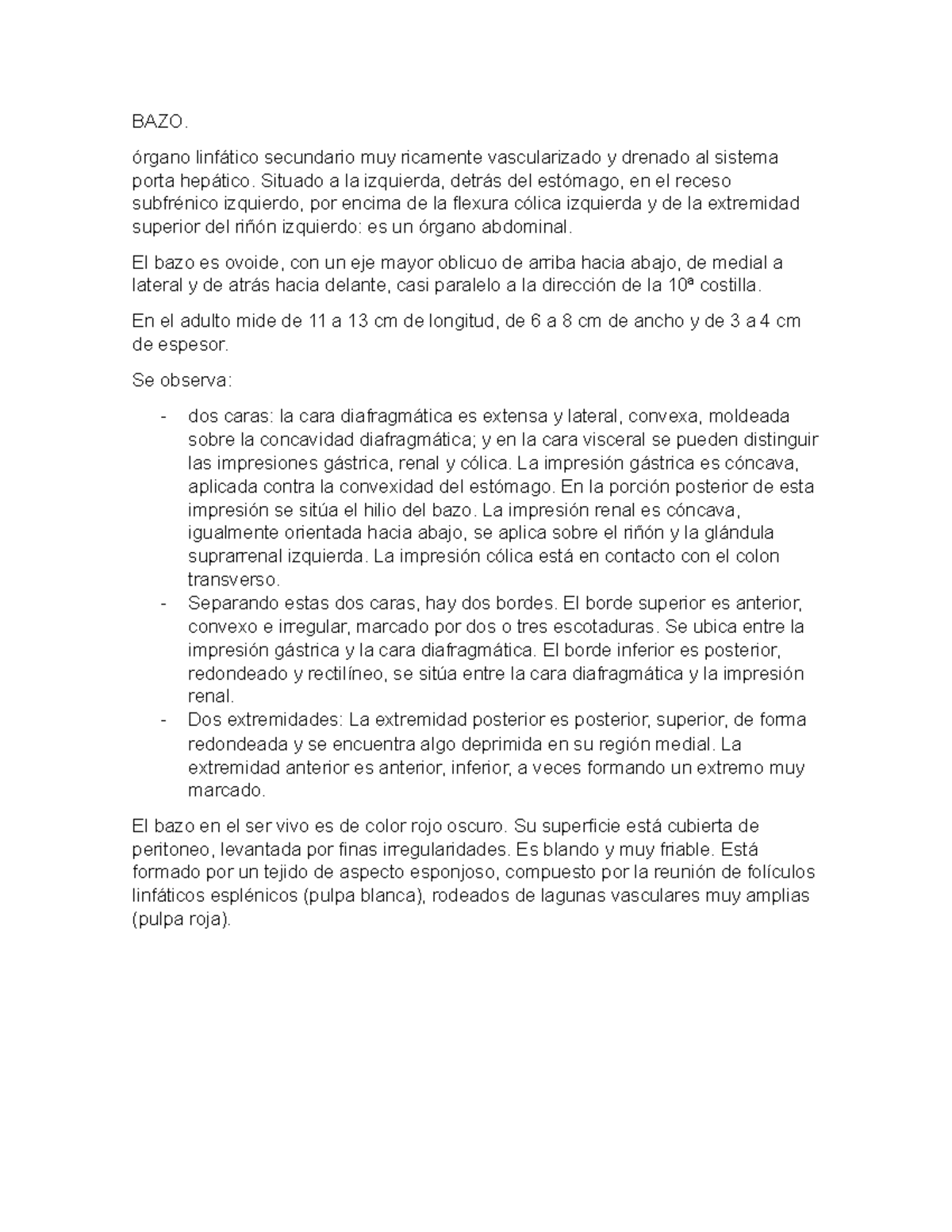 BAZO - Resumen Netter Atlas De Anatomia Humana - BAZO. órgano linfático ...